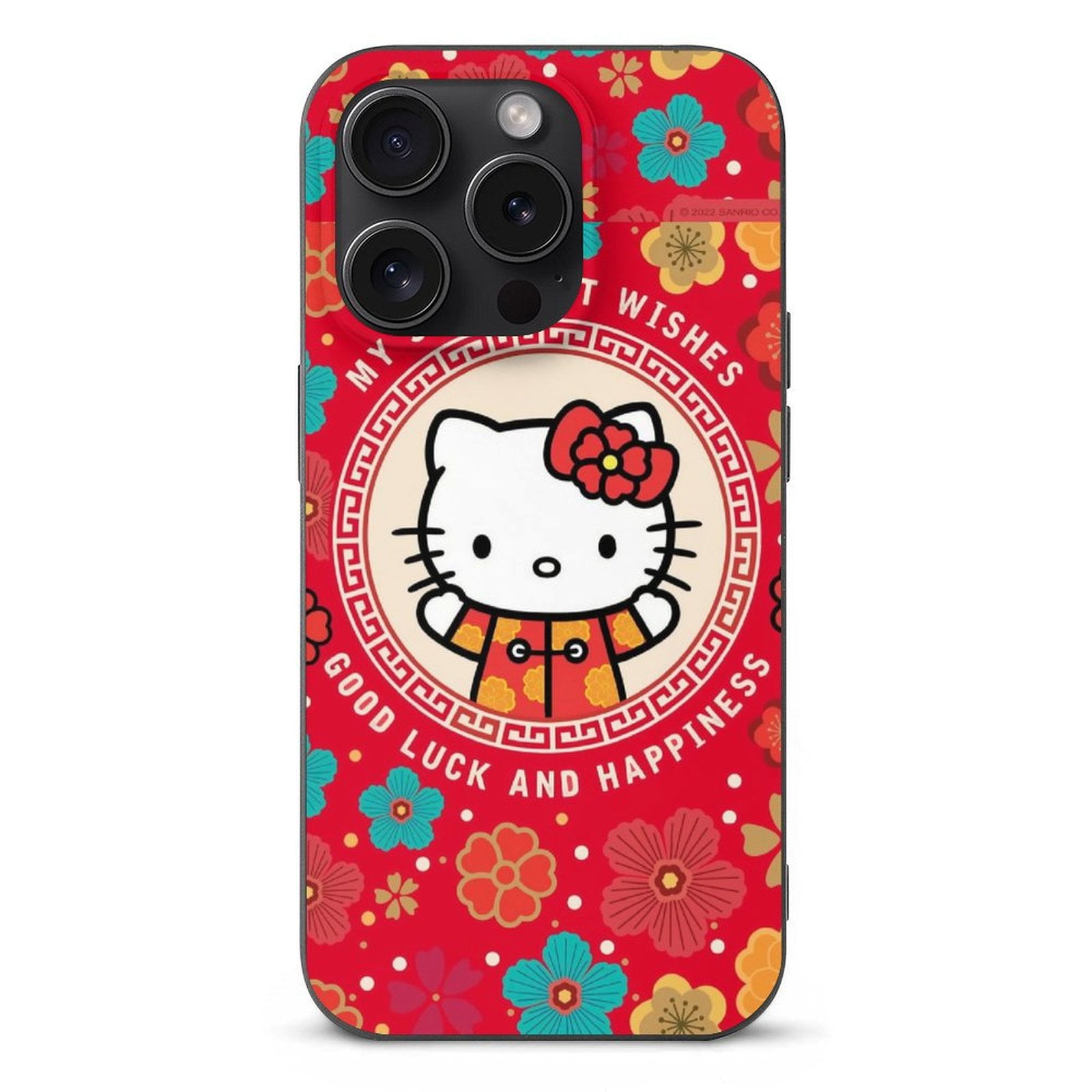 for iPhone 15 Pro Case,Hello Kitty GOOD LUCK AND HAPPINESS Phone Cases ...