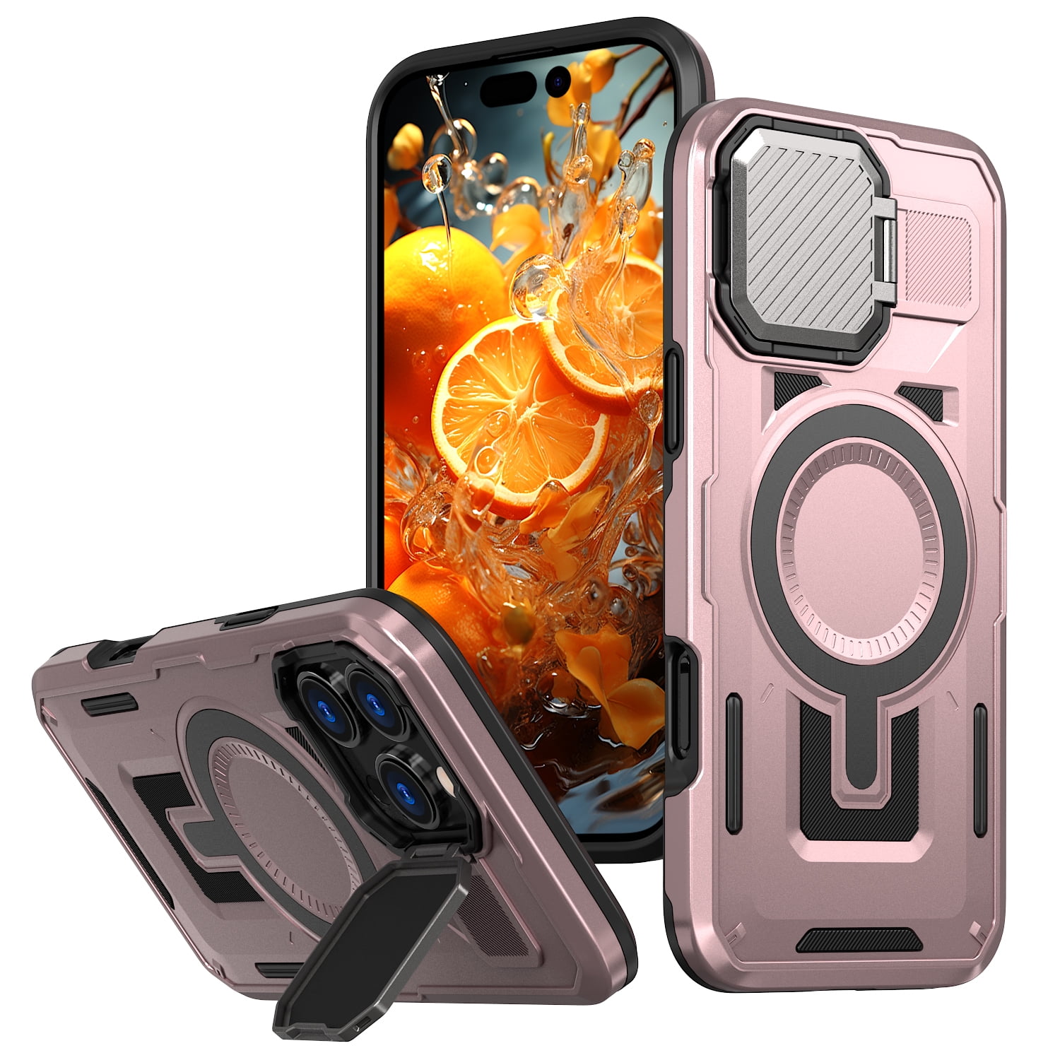 for iPhone 15 Pro Case with Metal Camera Cover Bracket, [Compatible ...