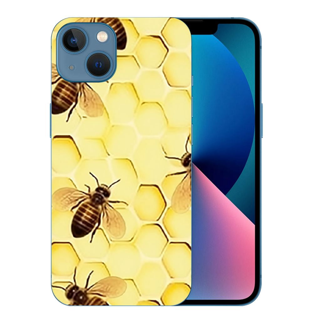 iPhone 15 Pro Honey Yellow Honeycomb Bee Floral Print Pattern Case ...