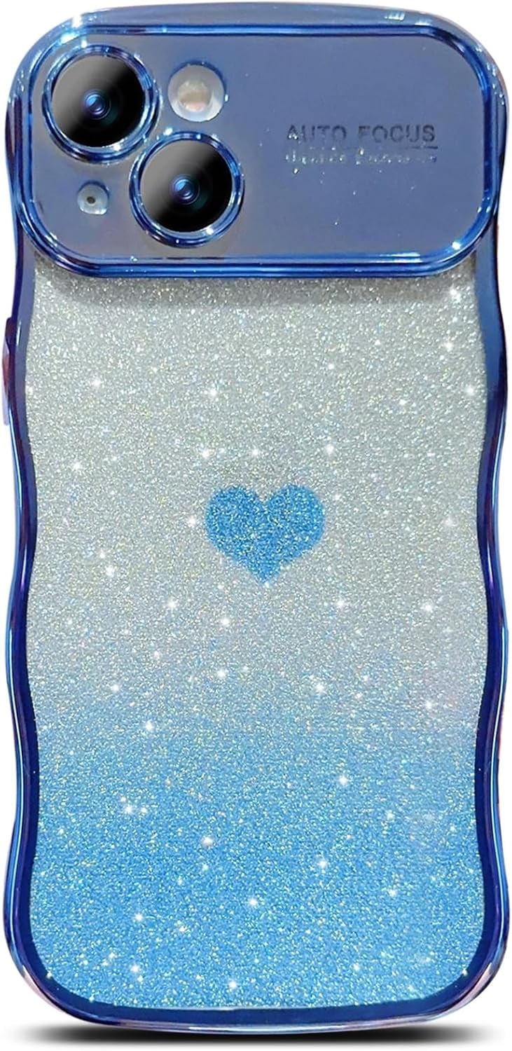 iPhone 15 Pro Max 5g Phone Case with Gradient Glitter Bling Love Heart Luxury Plated Large ...