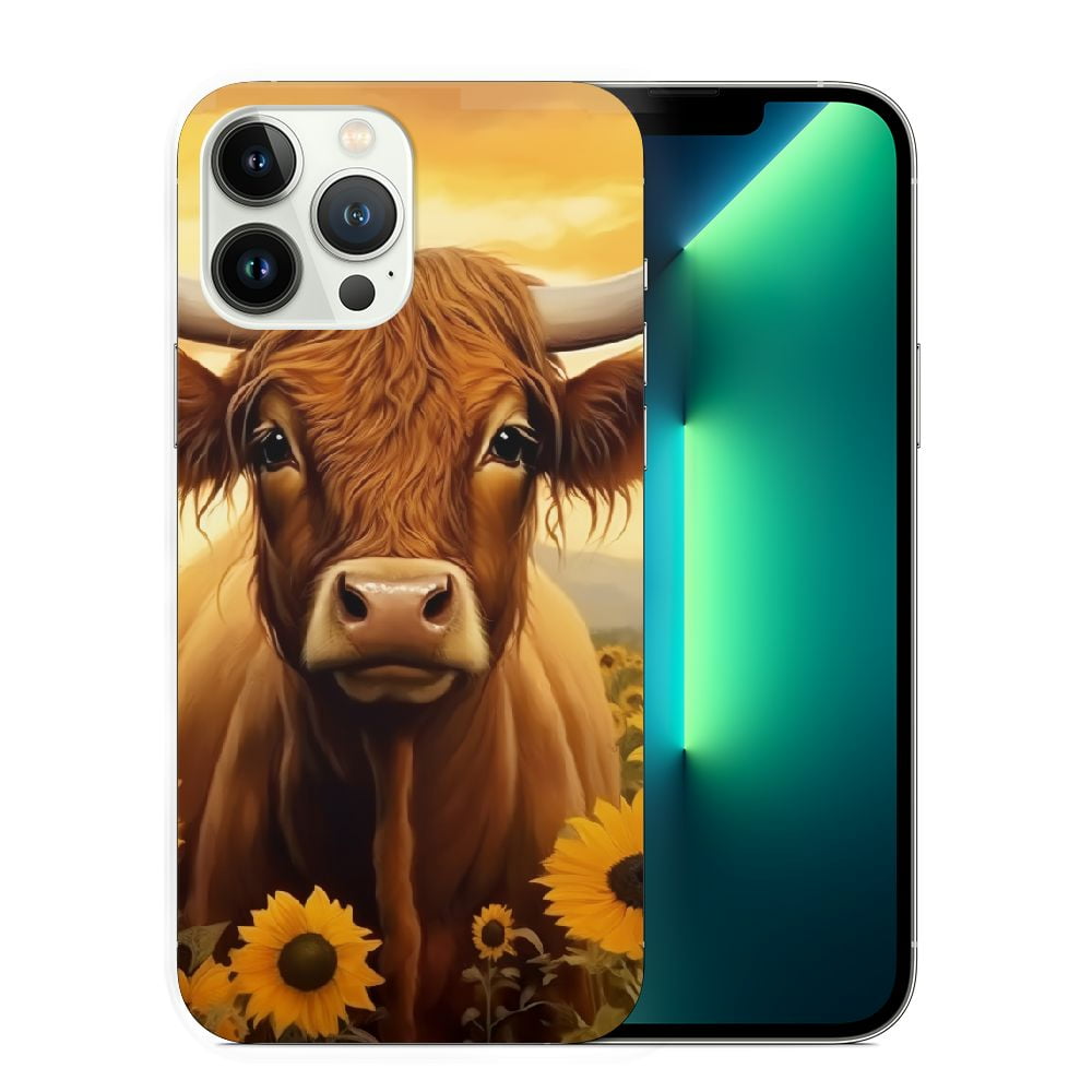 iPhone 15 Pro Max Aesthetic Highland Cow Sunset Sunflower Country Farm ...