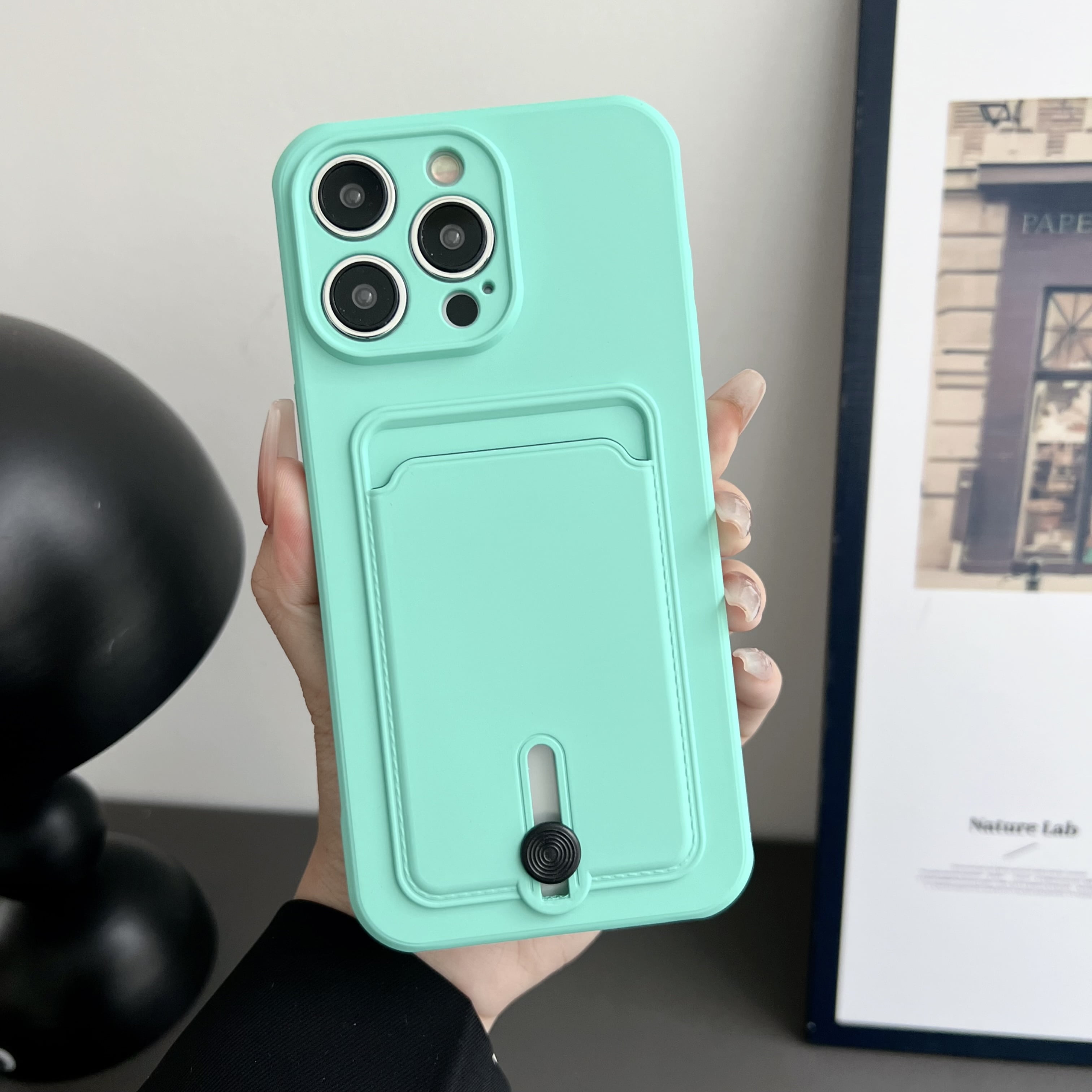 for iPhone 15 Pro Max Case with Card Holder Microfiber Inner Lining ...