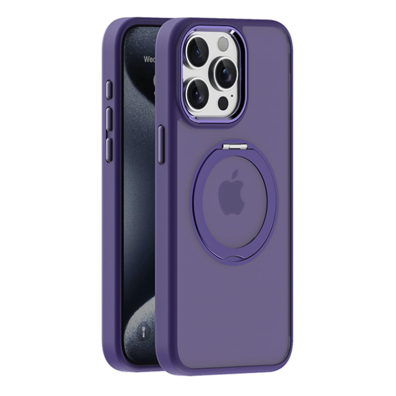 for iPhone 15 Pro Max Case with Invisible Ring Holder Stand Translucent ...