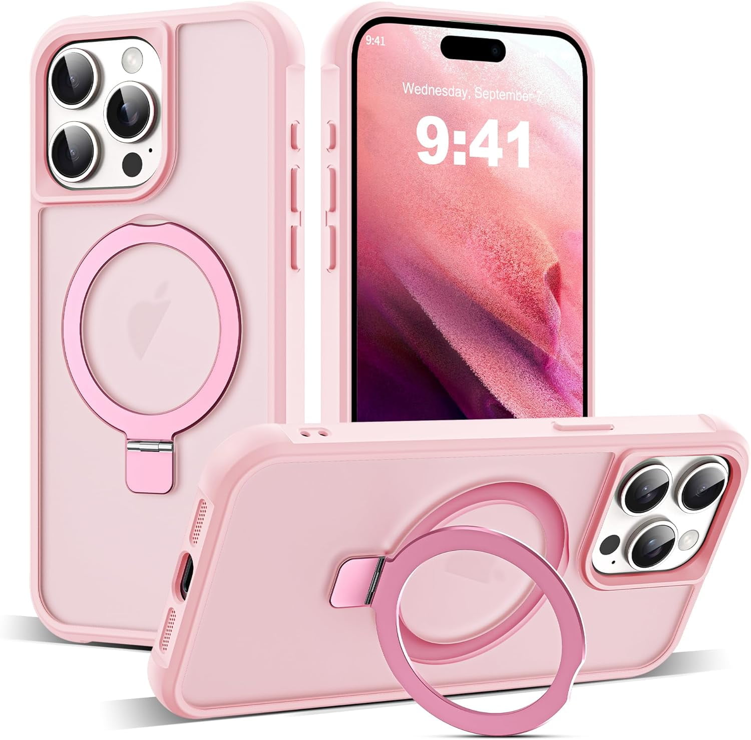 for iPhone 15 Pro Max Case with Invisible Ring Stand Translucent iPhone ...