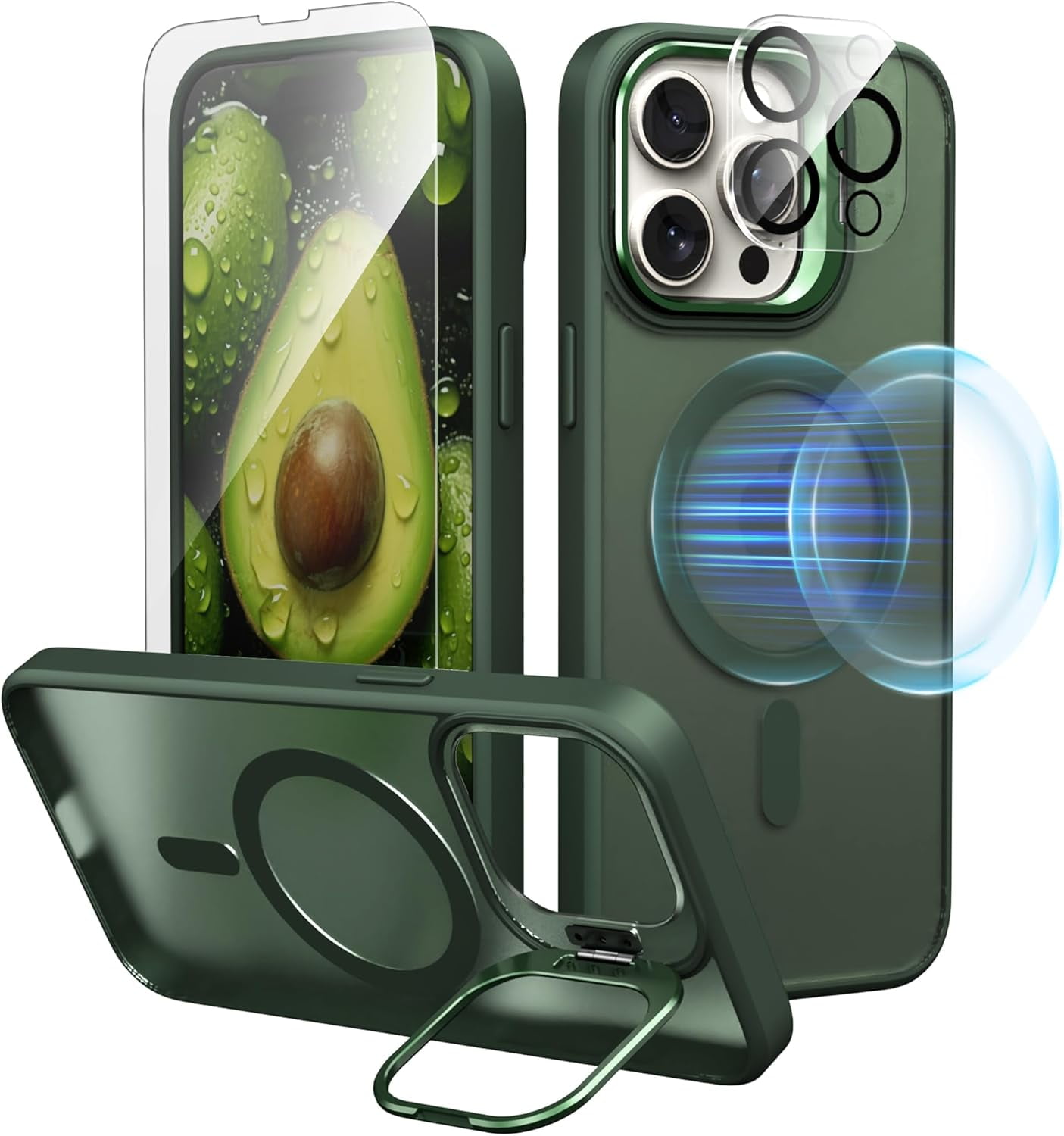 for iPhone 15 Pro Max Case with Screen Protector & Camera Lens Protector,Compatible with MagSafe ...