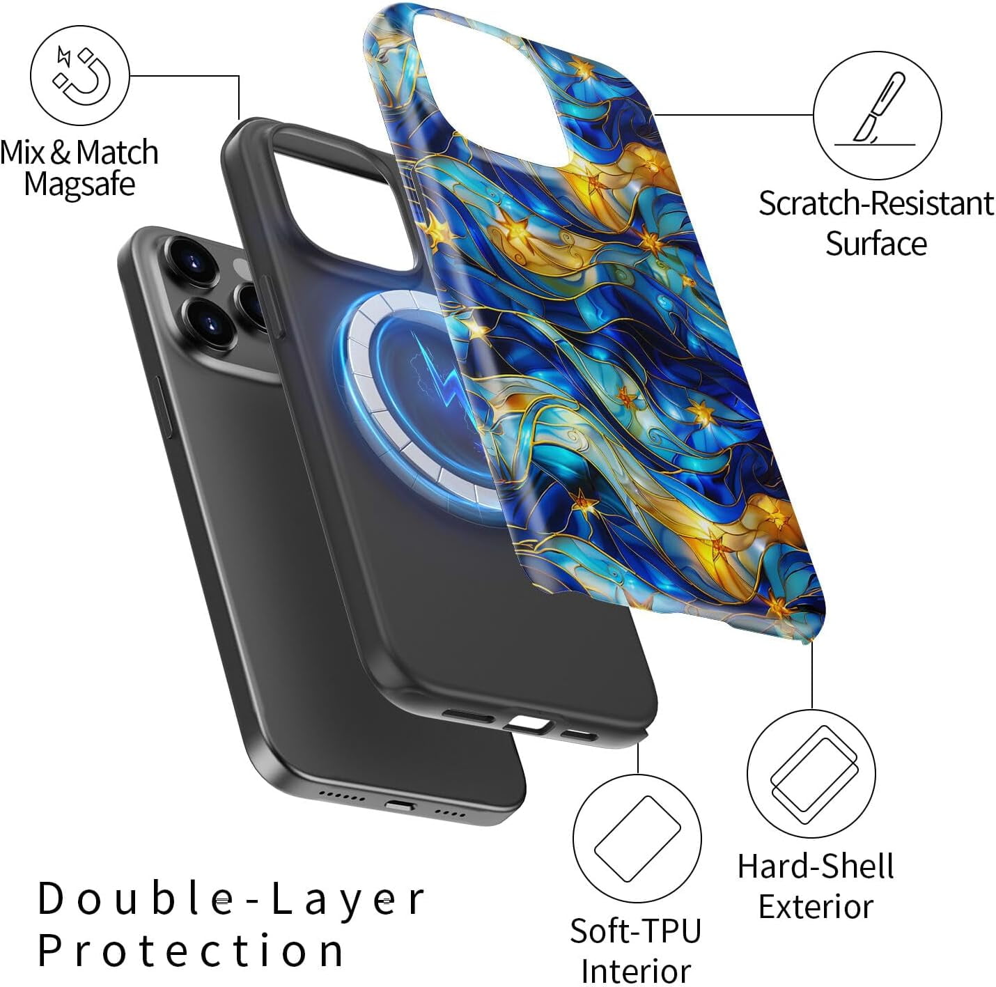 for iPhone 15 Pro Max Case - Wireless Charging Compatible - Dual-Layer ...