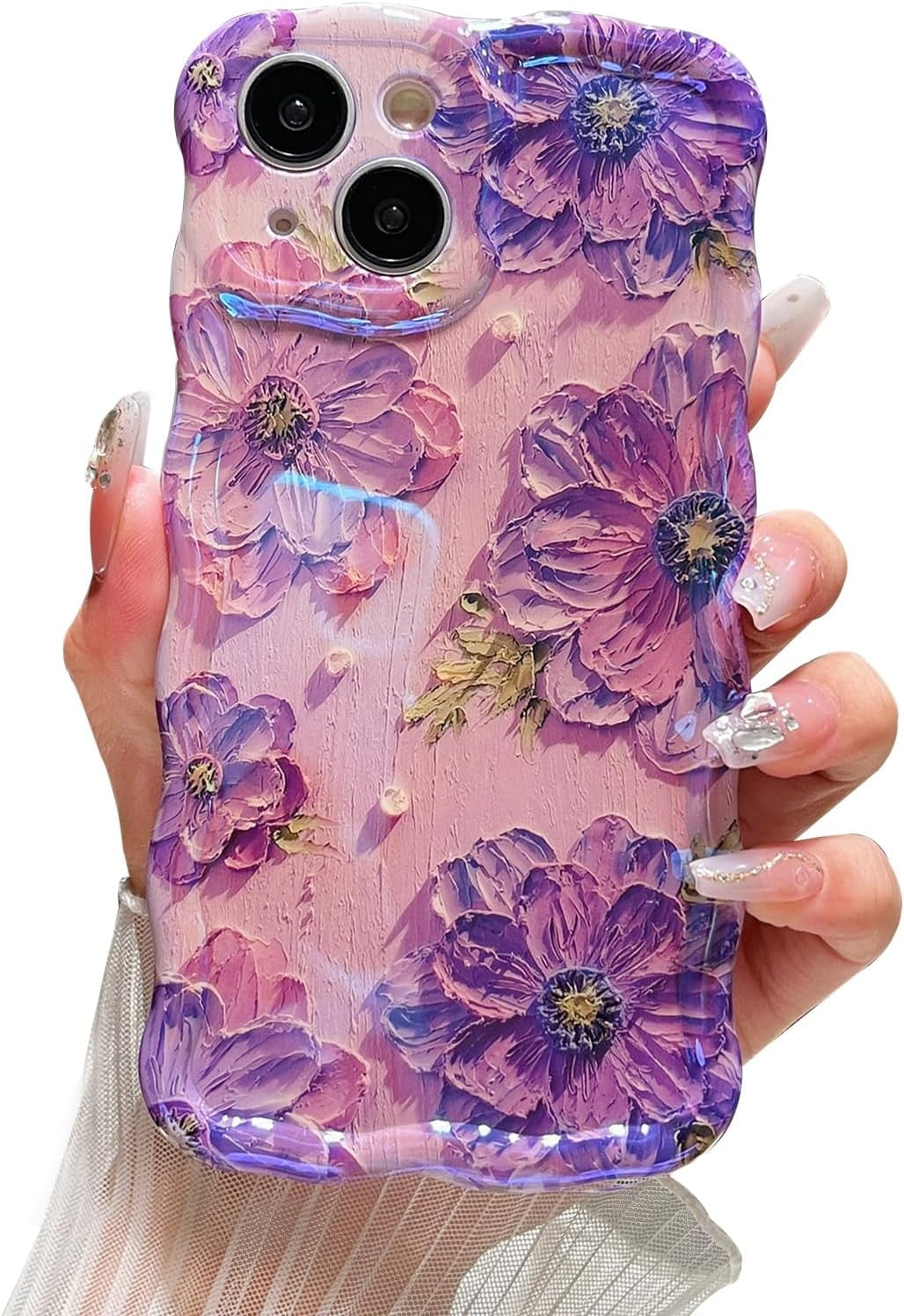 for iPhone 15 Pro Max Case Women, Cute Curly Wave Frame Shape, Colorful ...