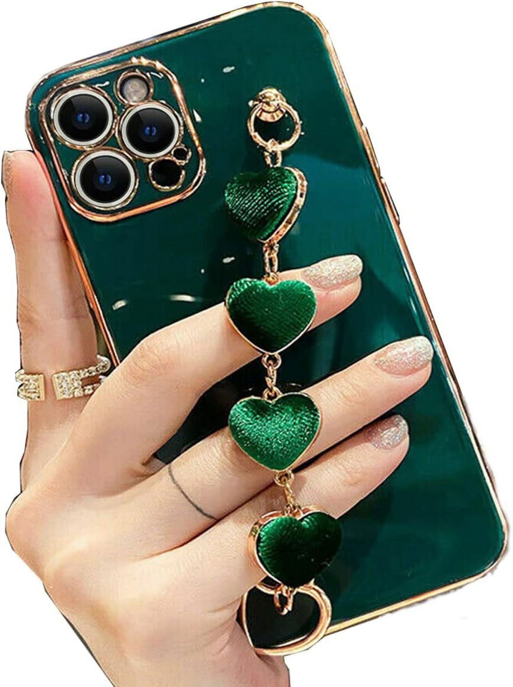for iPhone 15 Pro Max Case with Wrist Strap, Cute Love Heart Chain ...
