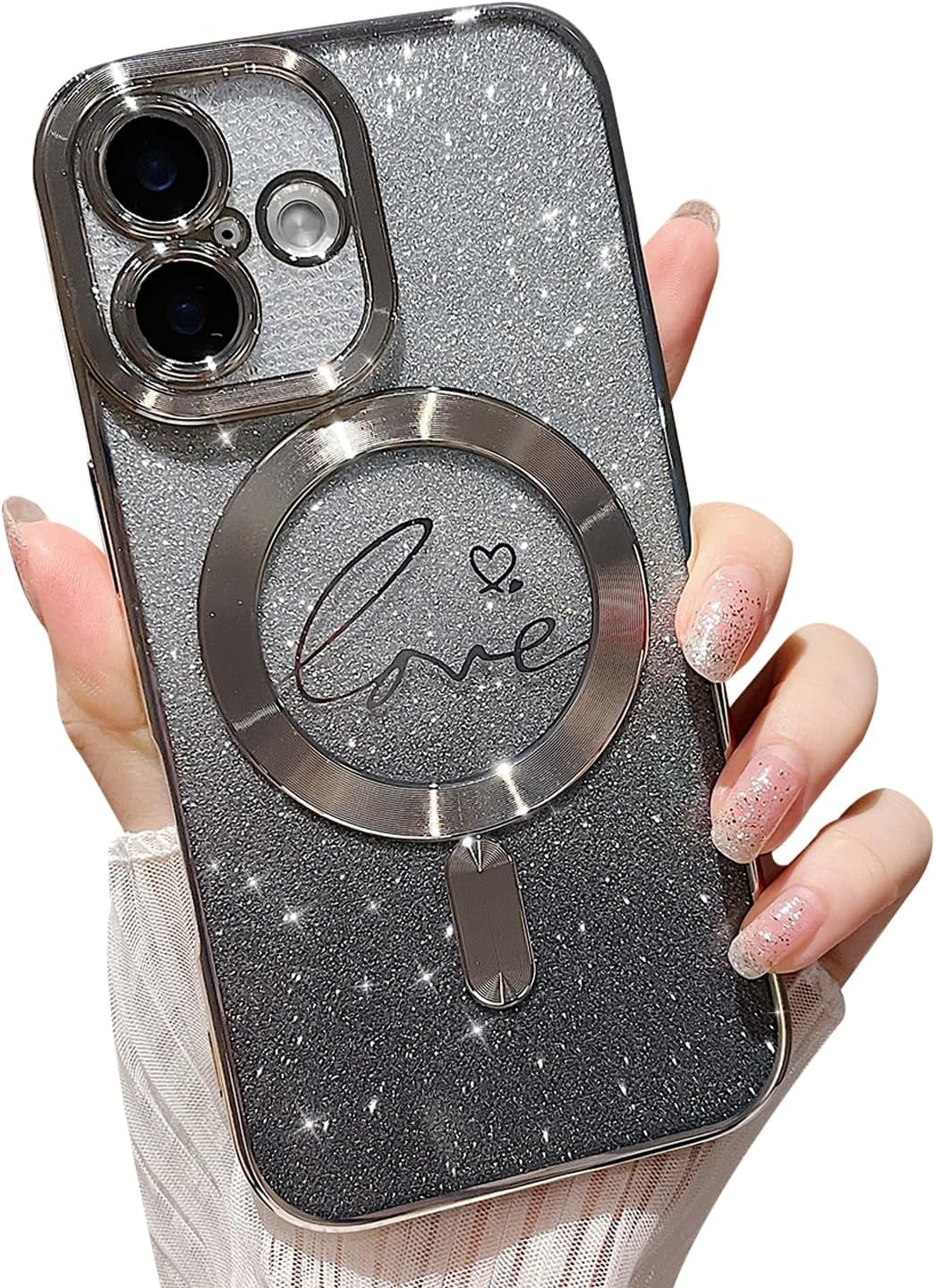 for iPhone 15 Pro Max Clear Magnetic Glitter Phone Cases [Compatible ...