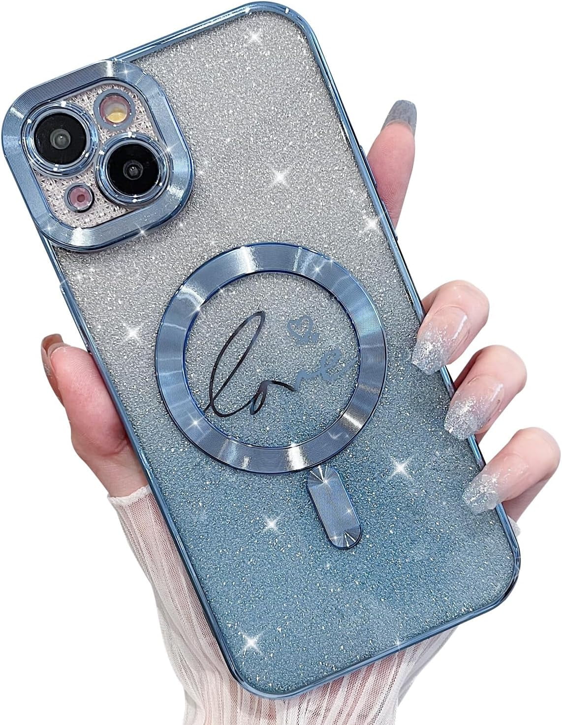 for iPhone 15 Pro Max Clear Magnetic Glitter Phone Cases [Compatible ...