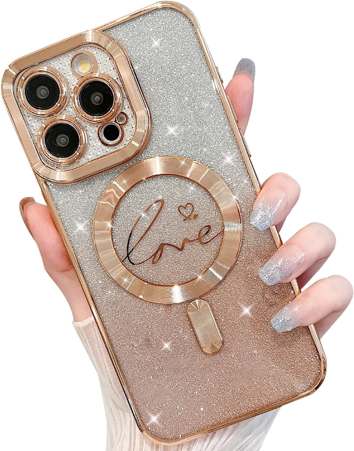 for iPhone 15 Pro Max Clear Magnetic Glitter Phone Cases [Compatible ...