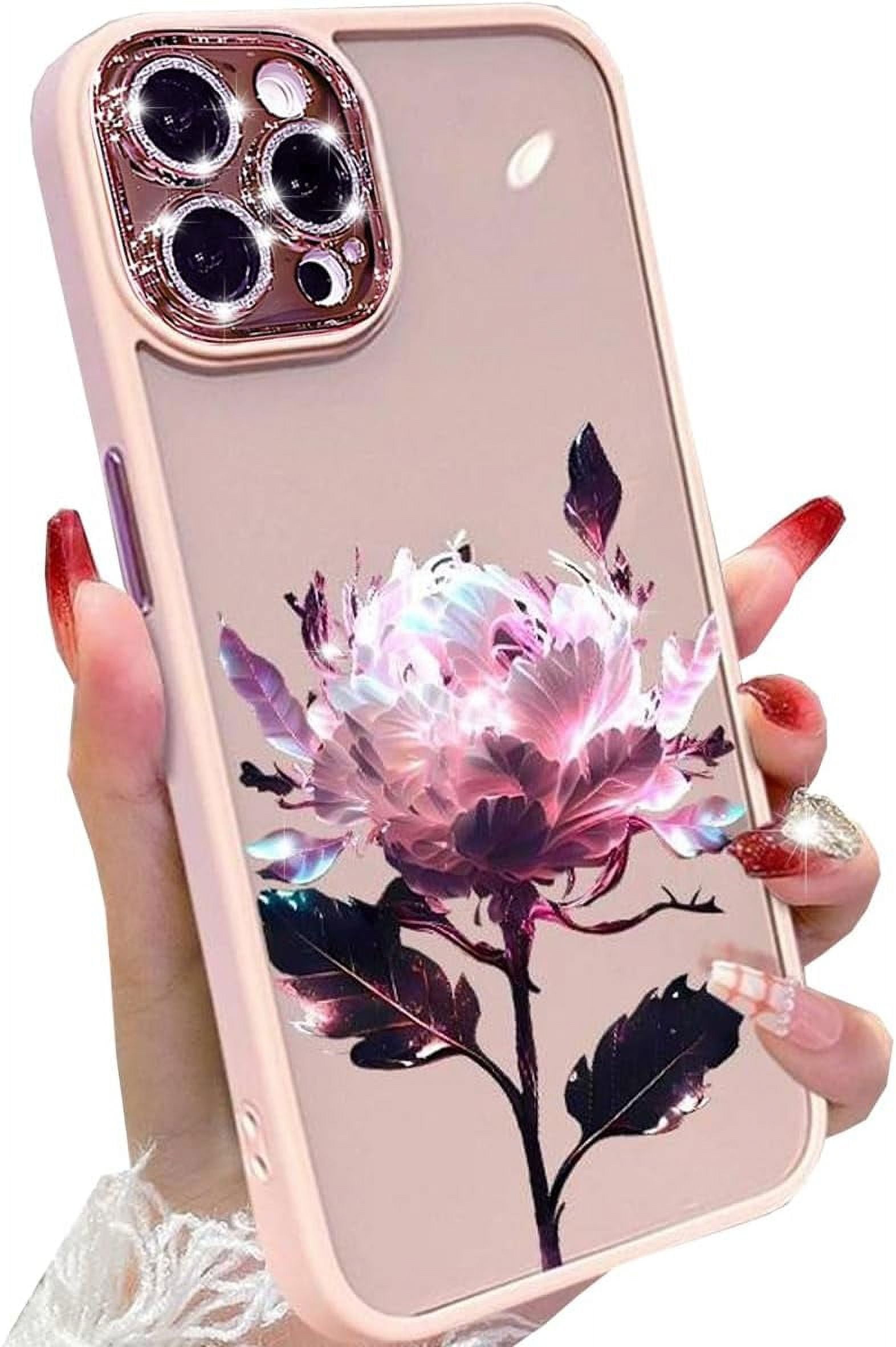 for iPhone 15 Pro Max Fairy Rose Clear Case, Flower Floral Design with ...