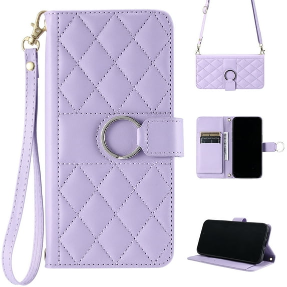 for iPhone 15 Pro Max PU Leather TPU Wallet Flip Case with Shoulder ...