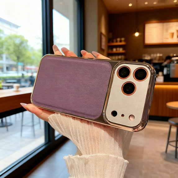 For iPhone 15 Pro Phone Case,Anti-Scratch PU Leather Back Hybrid ...