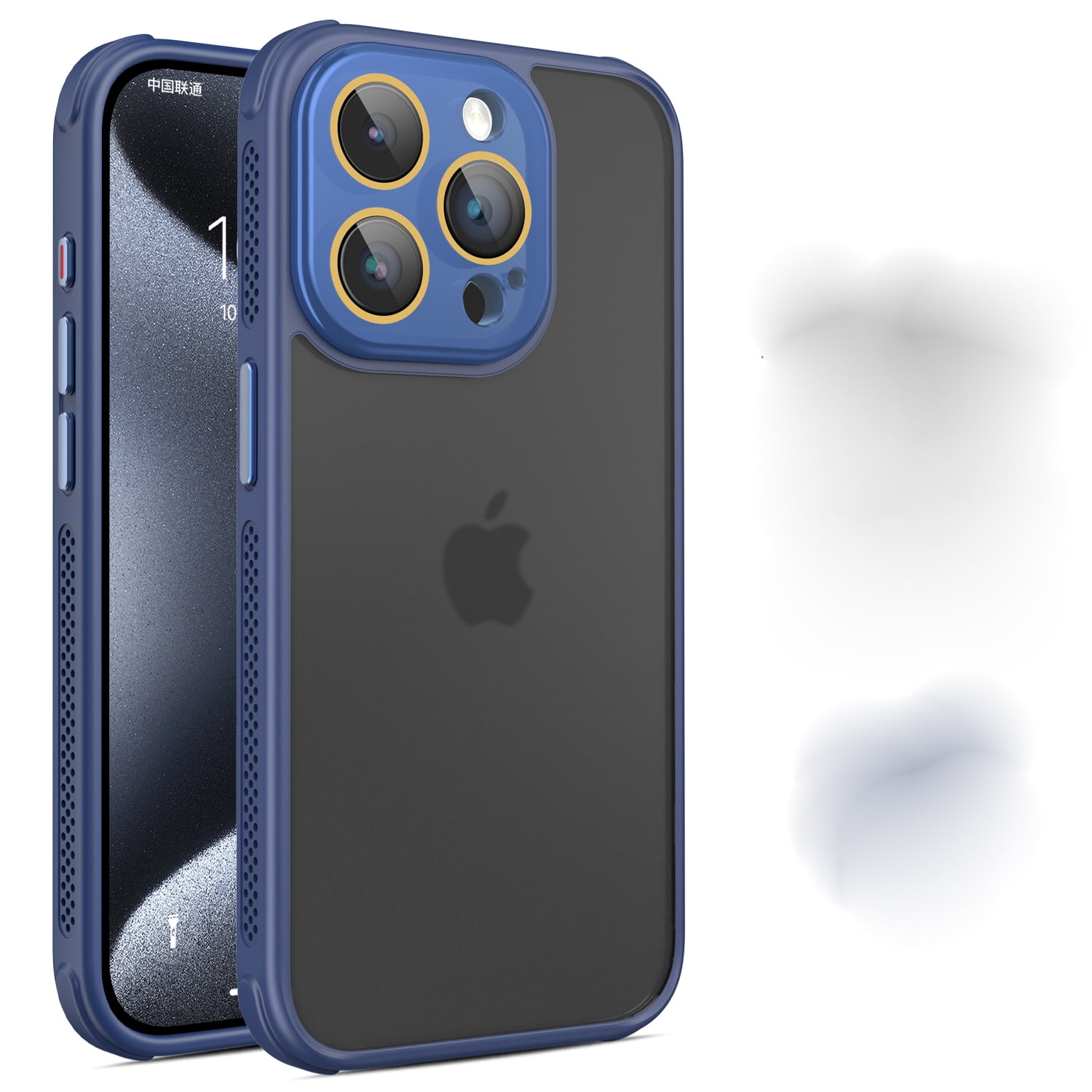 for iPhone 15 Pro Phone Case, [With Lens Films],[Metal Button ...