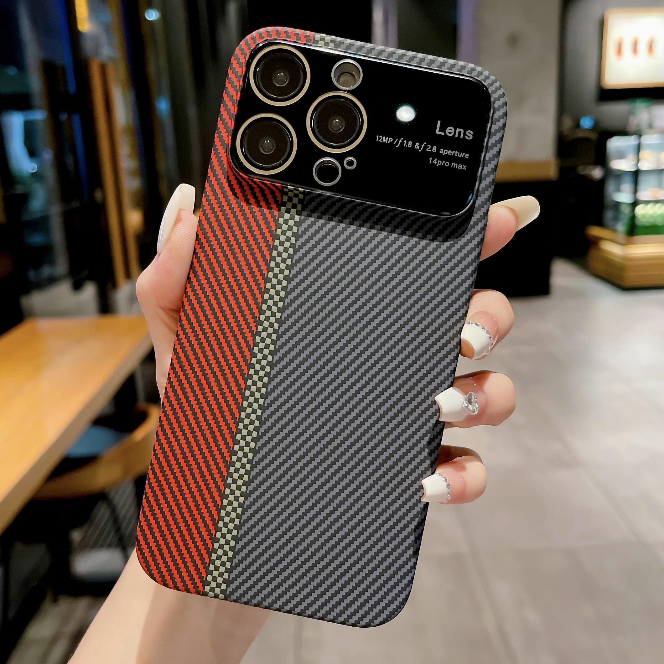 for iPhone 15 Pro Shockproof Carbon Fiber Slim Fit Case, Big Window ...