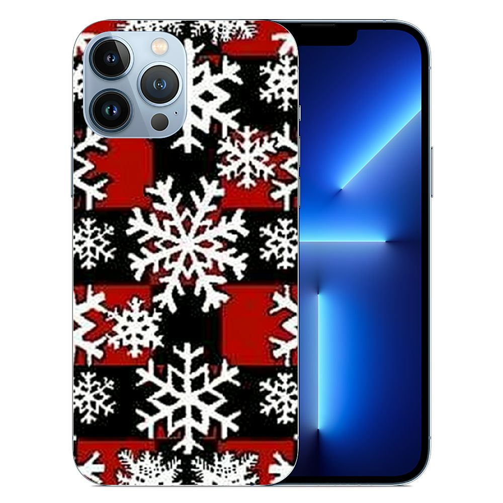 iPhone 15 Snowflakes on Red Black Winter Buffalo-Plaid Christmas Case ...