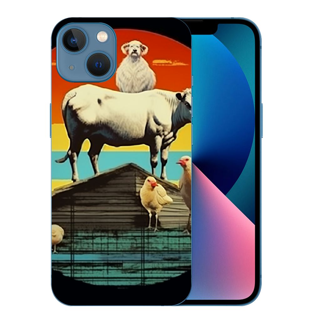 iPhone 15 Stacked Farm Animals Retro Sunset Vintage Farmer Sun Colors ...