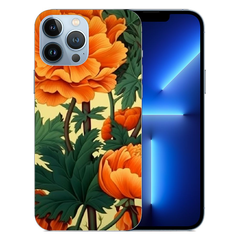 iPhone 15 Vintage Floral Graphic: Marigold Leaves and Flowers Case ...