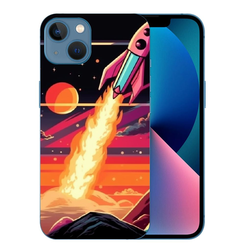 iPhone 15 Vintage Sunset Rocket Adventure - Kids Space Art Case ...