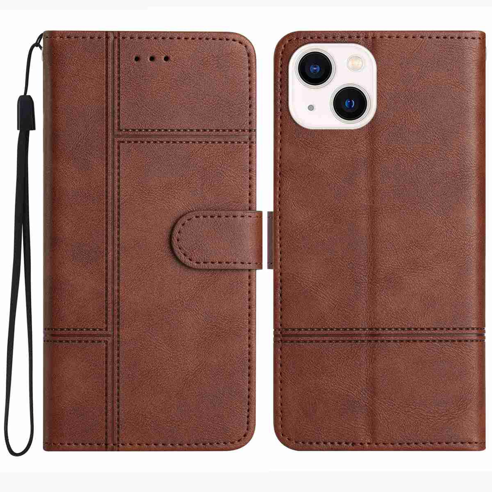 for iPhone 15 Wallet Case, Rugged PU Leather Phone Cover with 2 Card ...