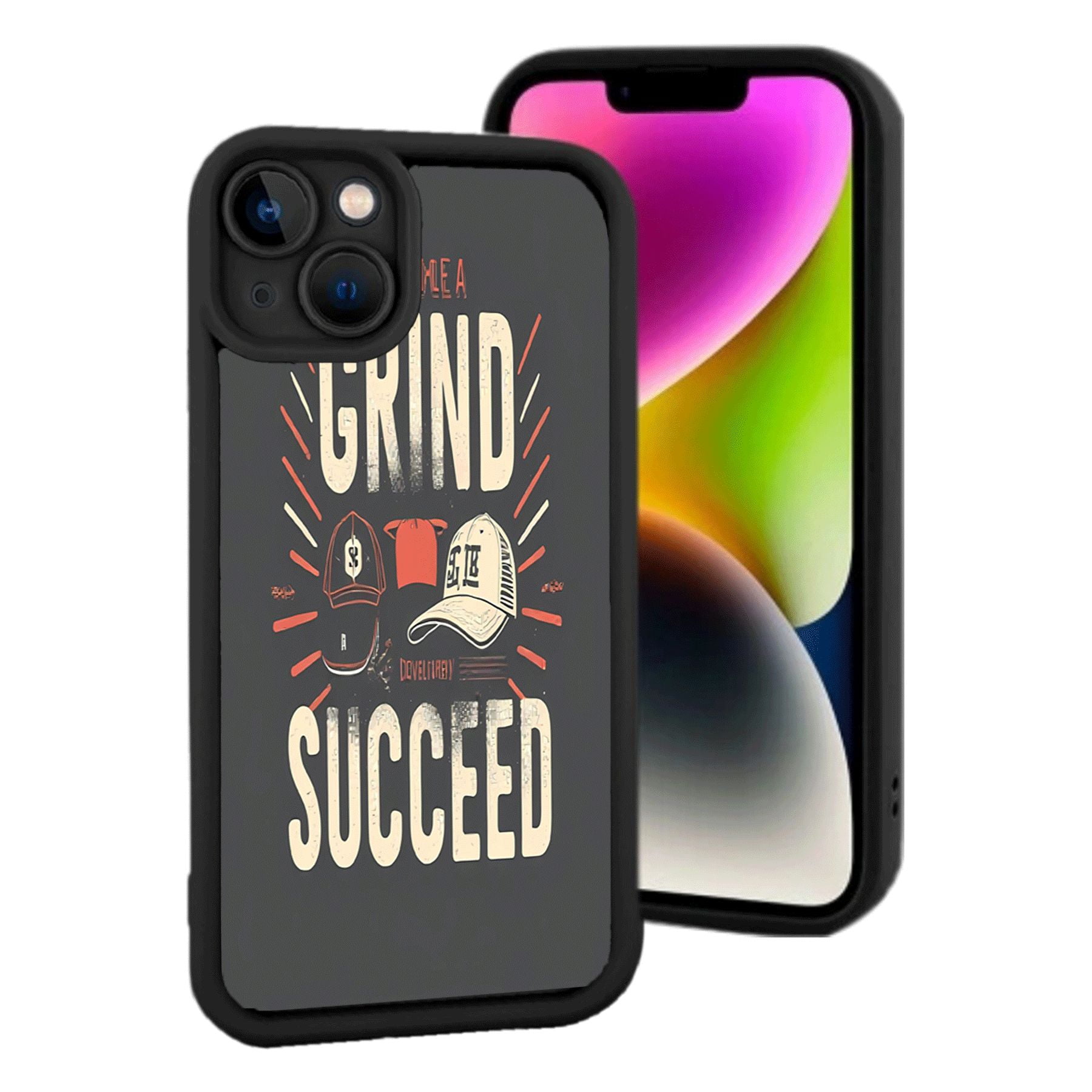 iPhone 15 Yellowing Resistant Lightweight Case - Bold ' GRIND SUCCESS ...