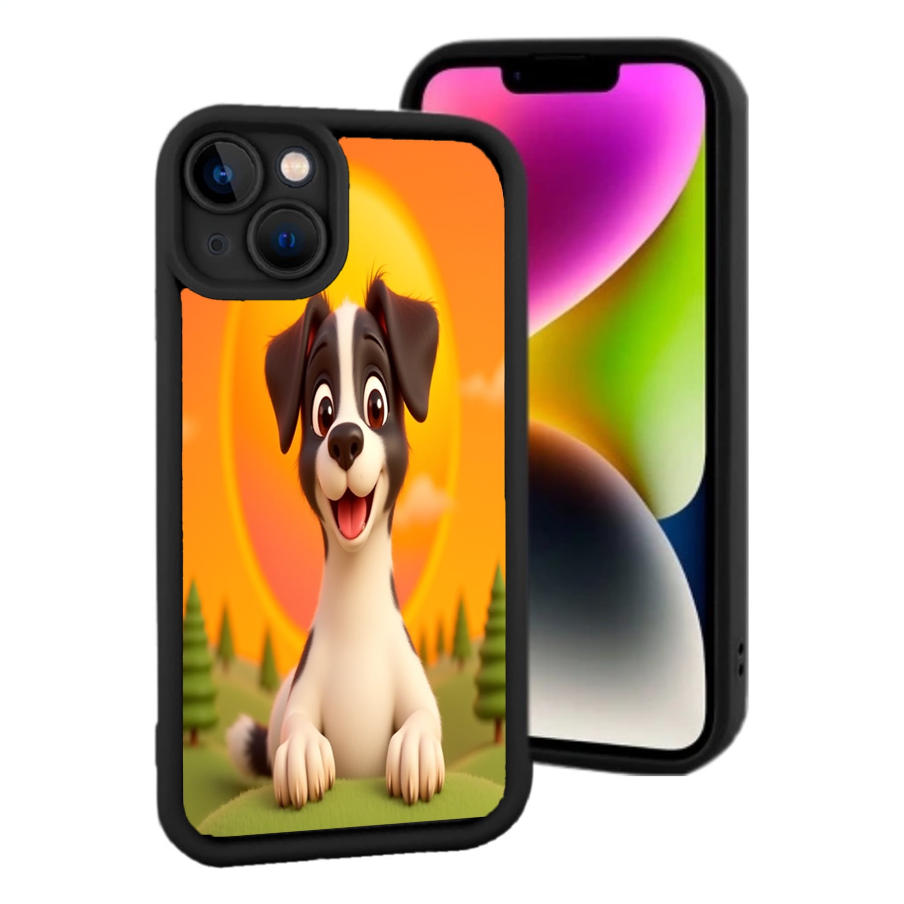 iPhone 15 Yellowing Resistant Lightweight Case - Cheerful Cartoon Dog ...