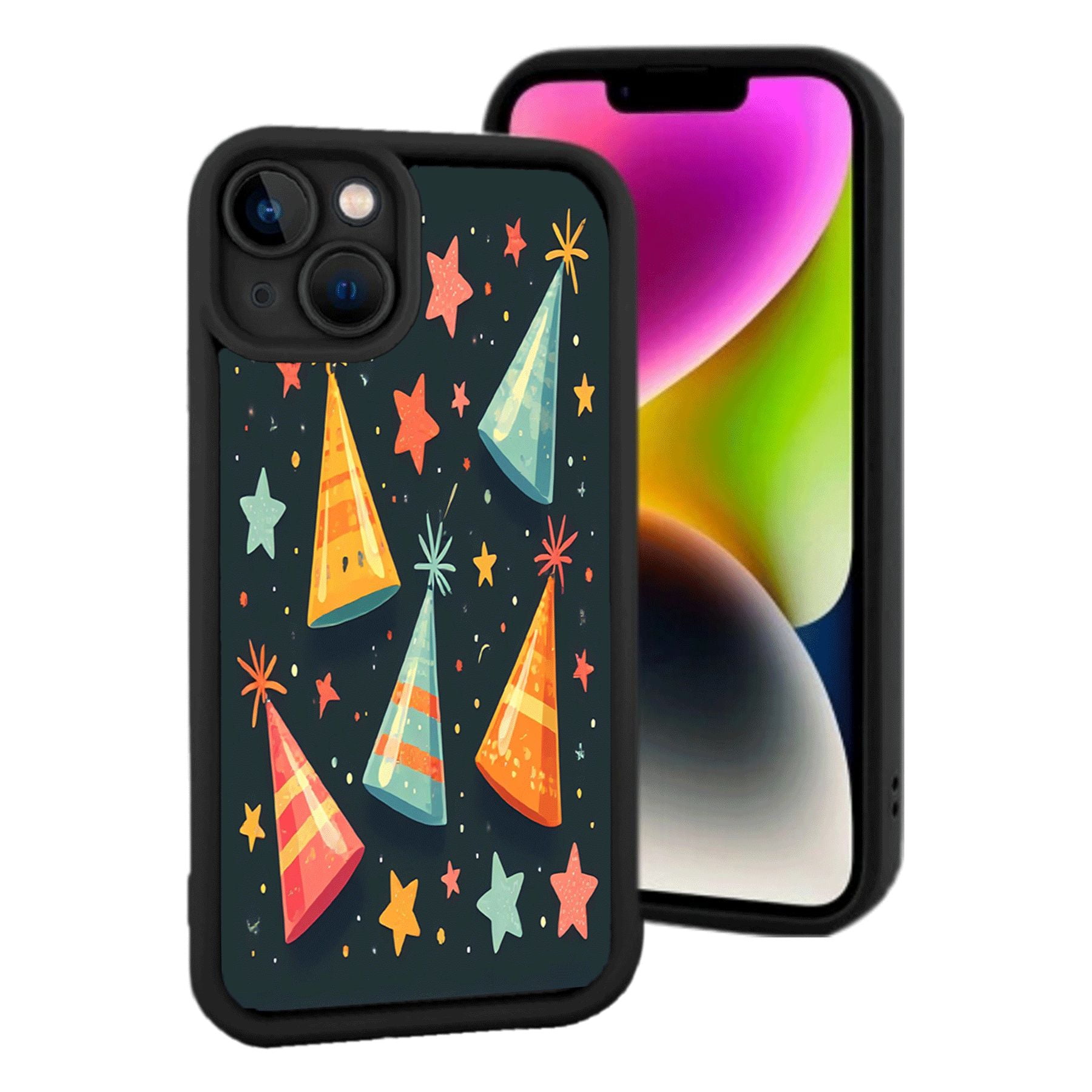 iPhone 15 Yellowing Resistant Lightweight Case - Colorful Party Hat ...