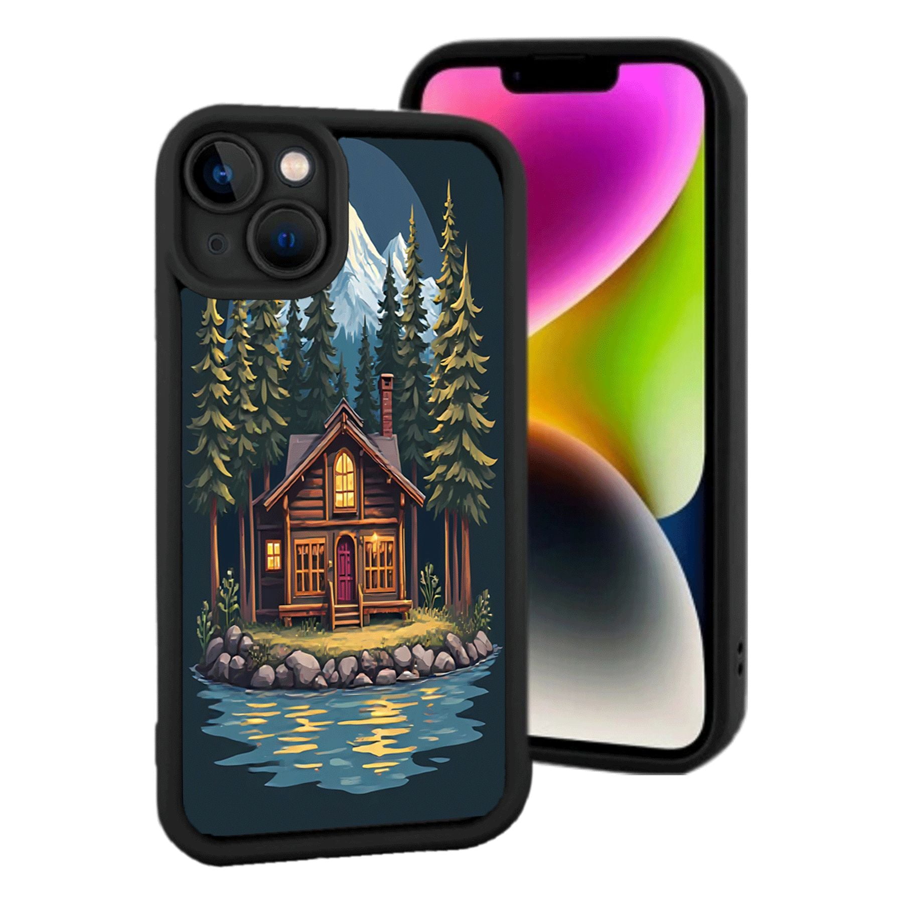 iPhone 15 Yellowing Resistant Lightweight Case - Cozy Cabin & Pine ...