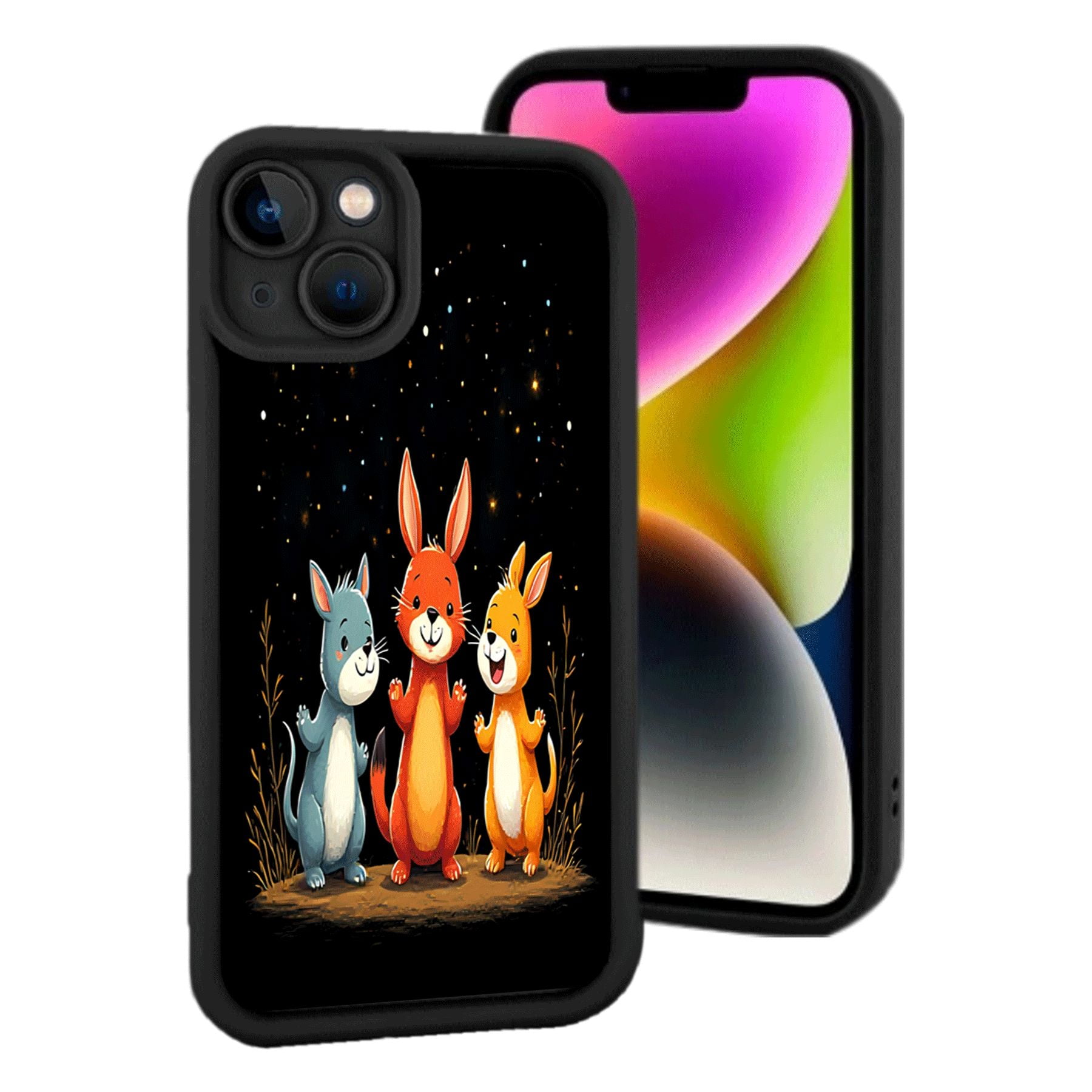 iPhone 15 Yellowing Resistant Lightweight Case - Cute Cartoon Rabbits ...