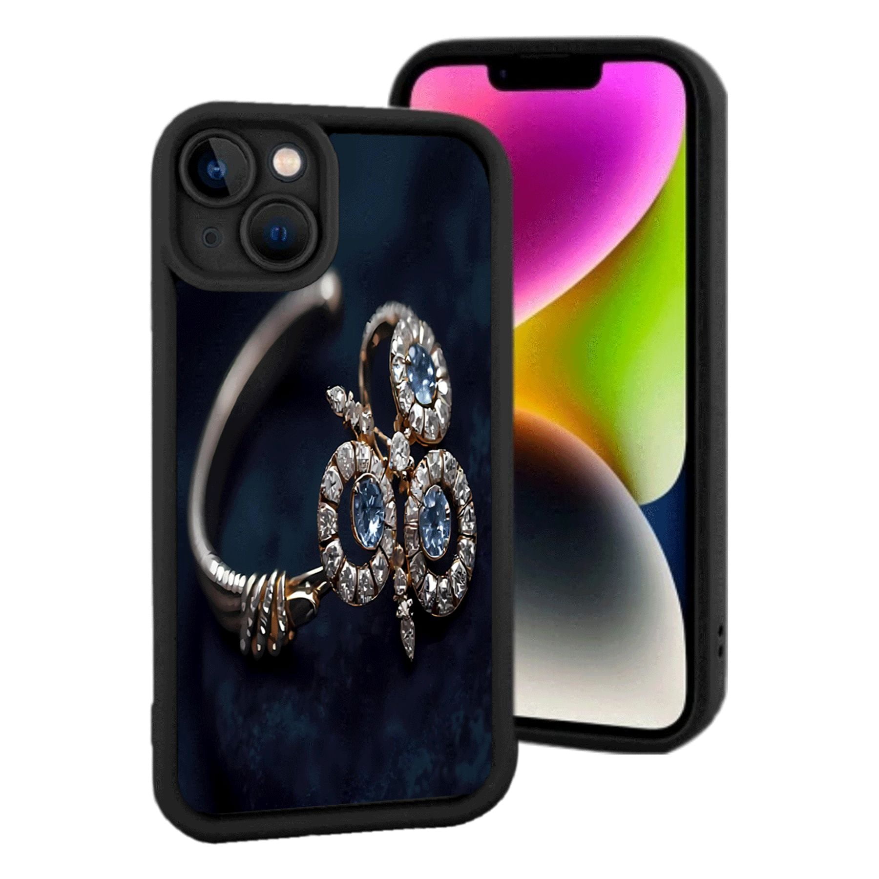 iPhone 15 Yellowing Resistant Lightweight Case - Elegant Blue Gemstone ...
