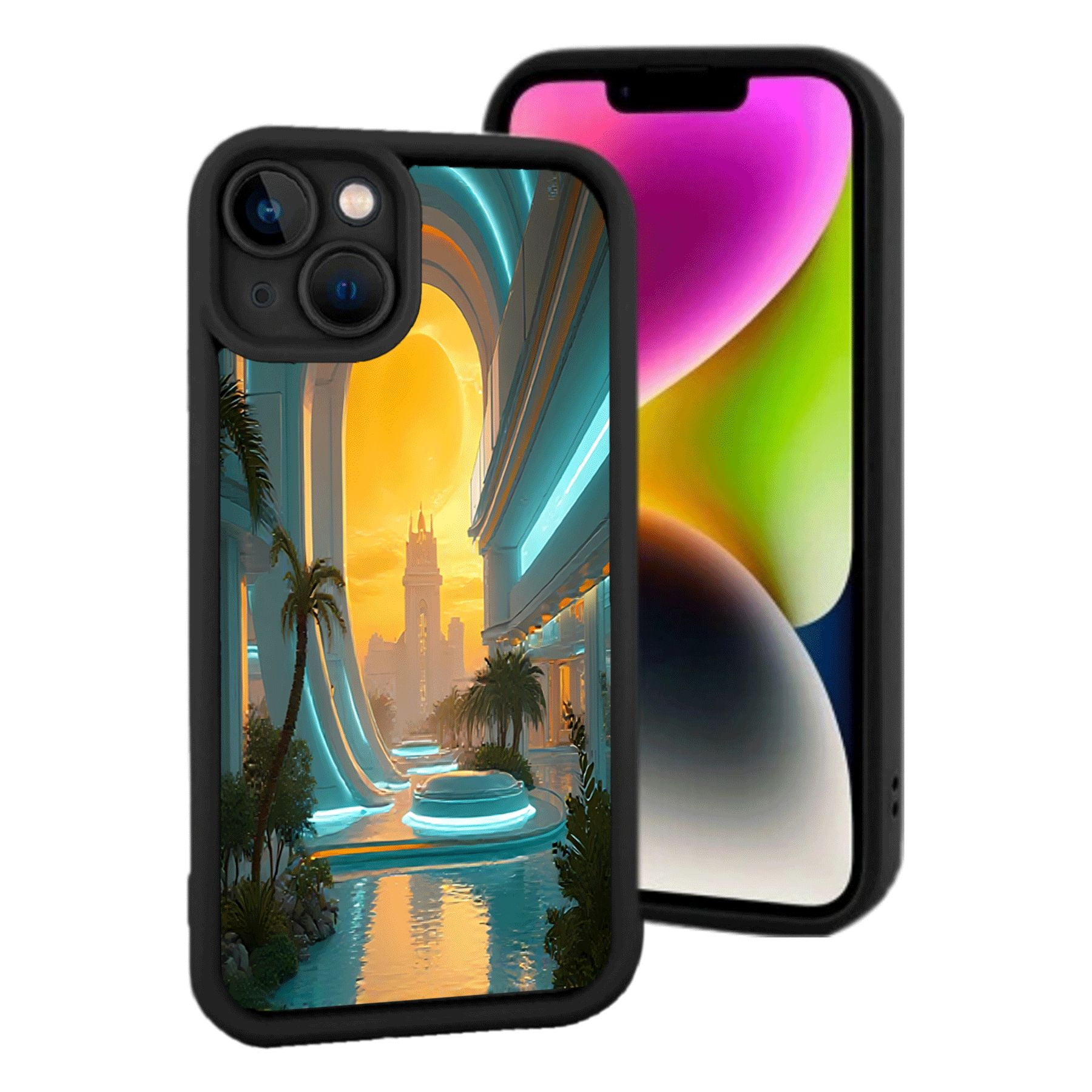 iPhone 15 Yellowing Resistant Lightweight Case - Futuristic Curved ...