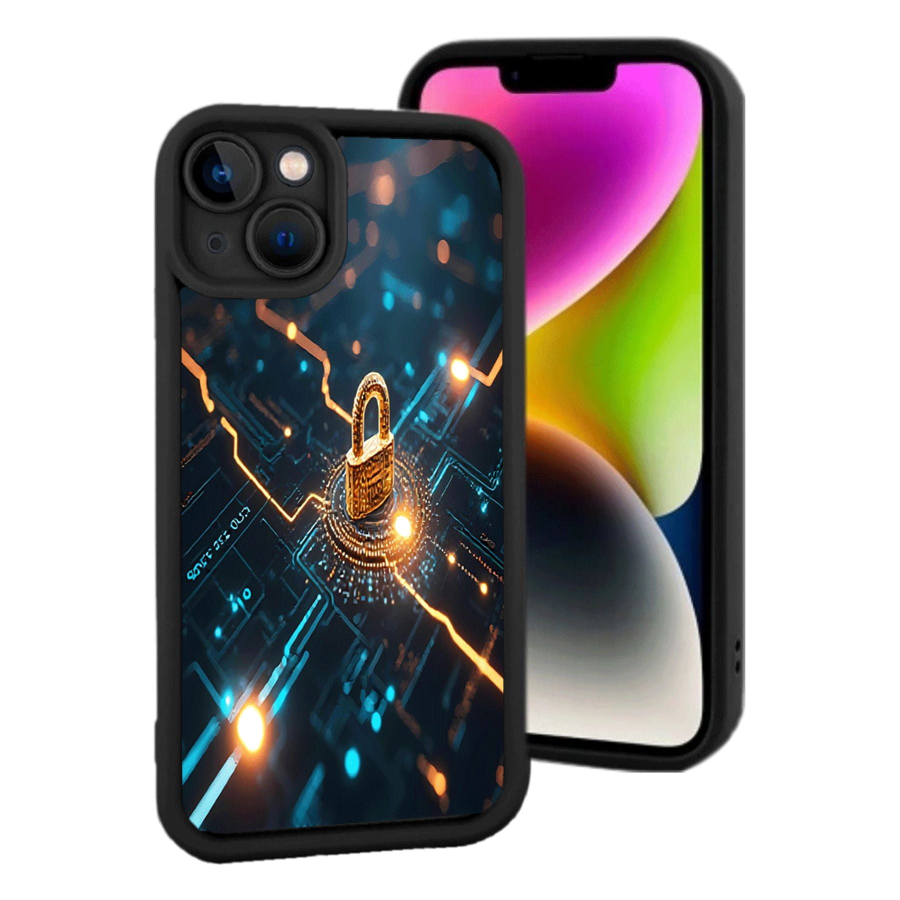 iPhone 15 Yellowing Resistant Lightweight Case - Futuristic Padlock ...
