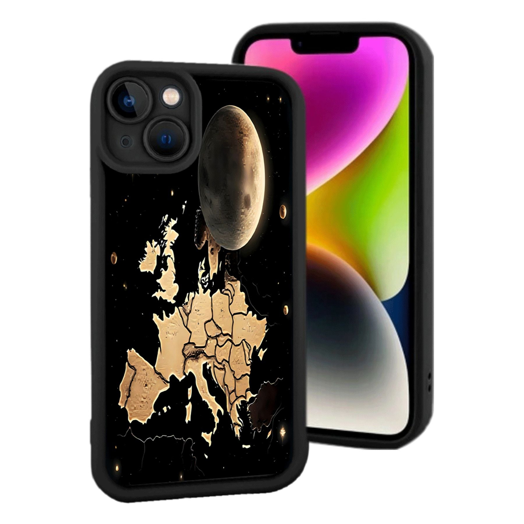 iPhone 15 Yellowing Resistant Lightweight Case - Golden Europe Map with ...