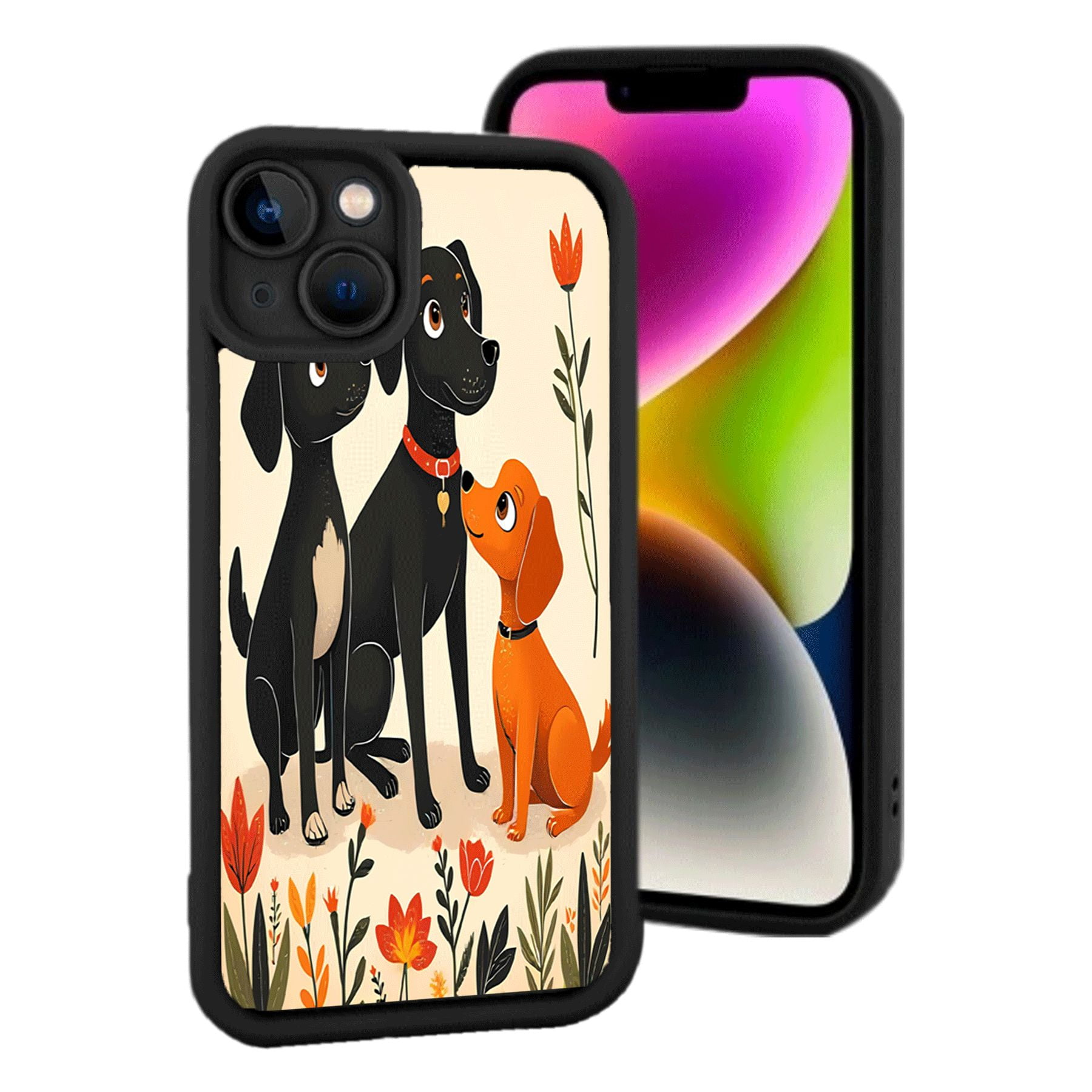 iPhone 15 Yellowing Resistant Lightweight Case - Playful Cartoon Dogs ...