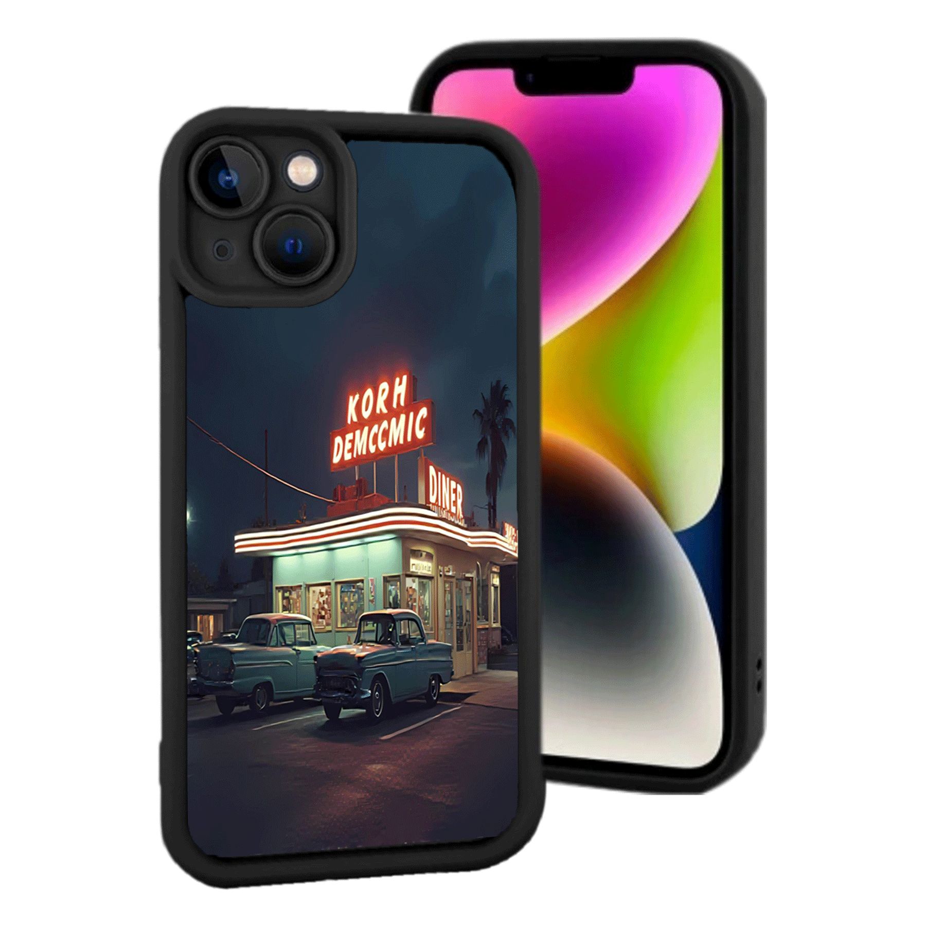 iPhone 15 Yellowing Resistant Lightweight Case - Retro Diner Design ...