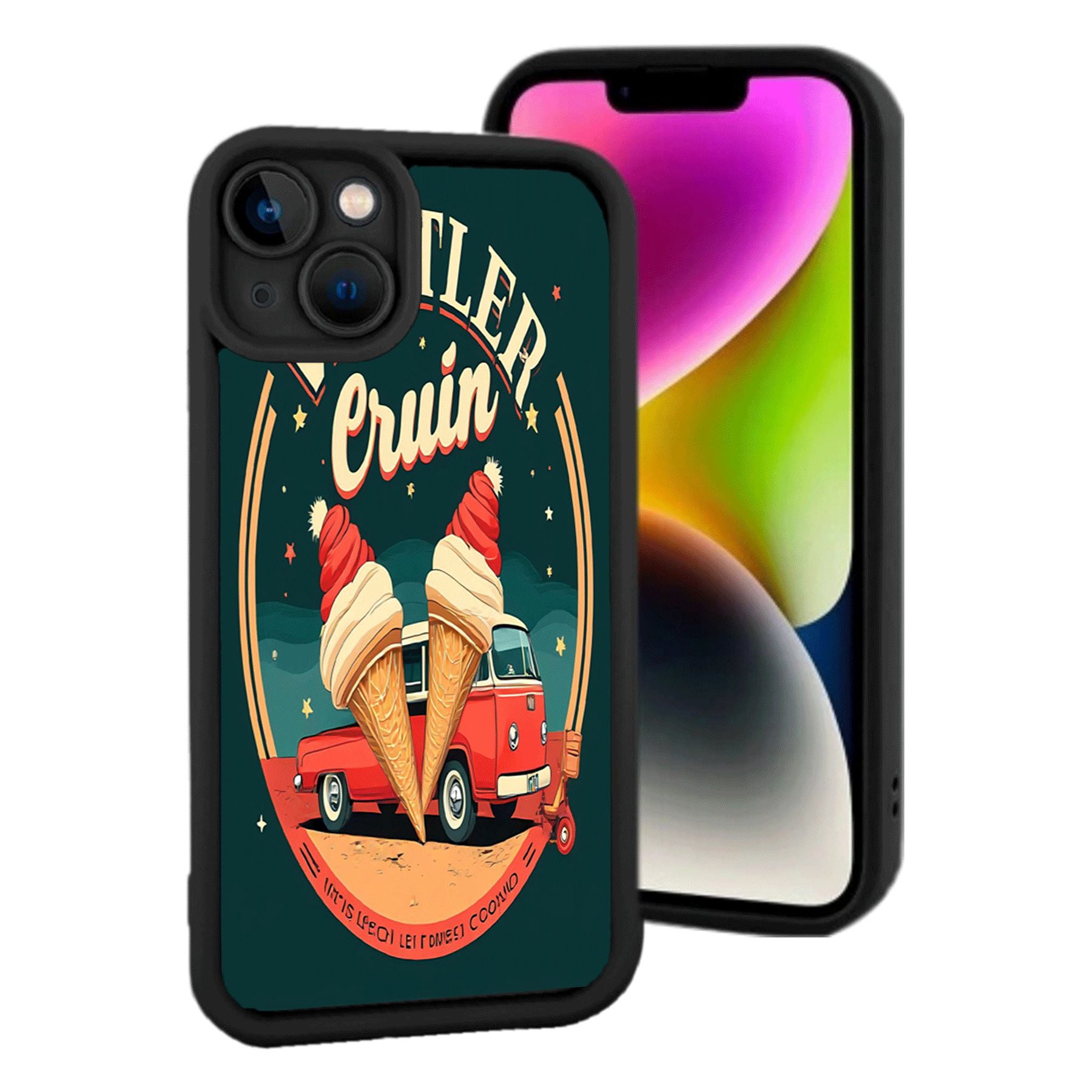 iPhone 15 Yellowing Resistant Lightweight Case - Retro Ice Cream Design ...