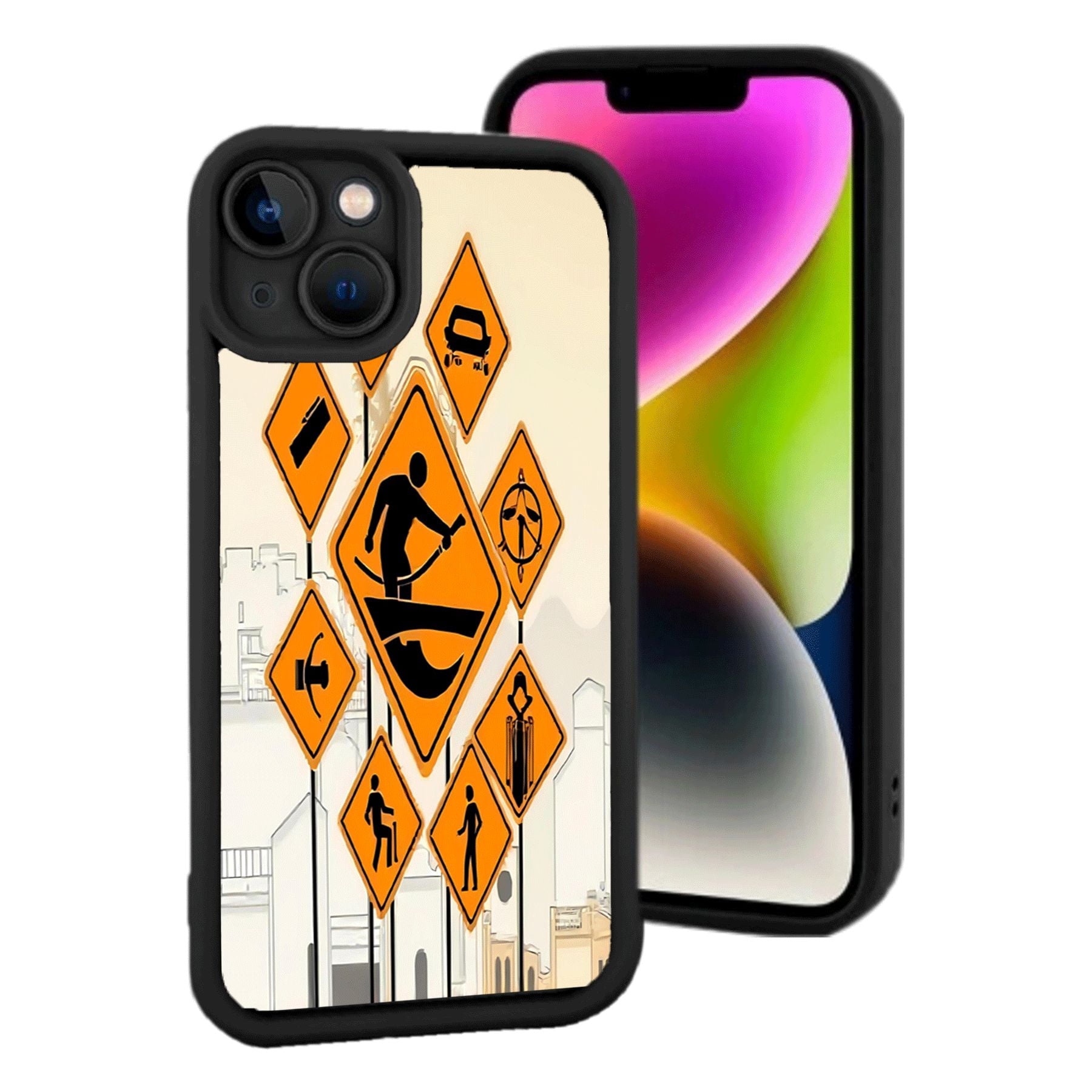 iPhone 15 Yellowing Resistant Lightweight Case - Road Signs Design with ...
