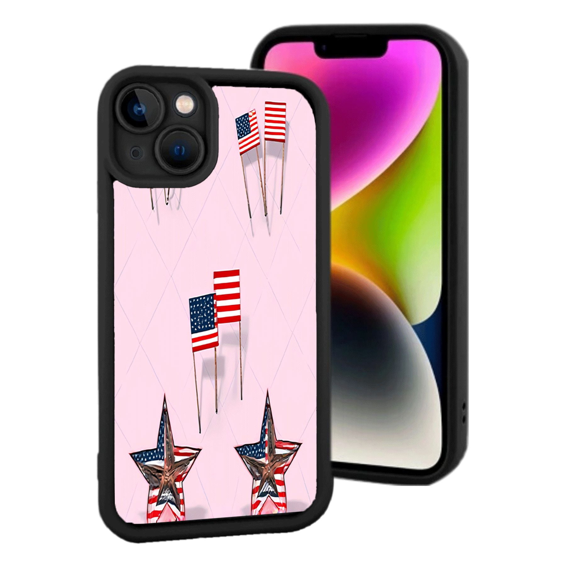 iPhone 15 Yellowing Resistant Lightweight Case - Stylish Pink Geometric ...