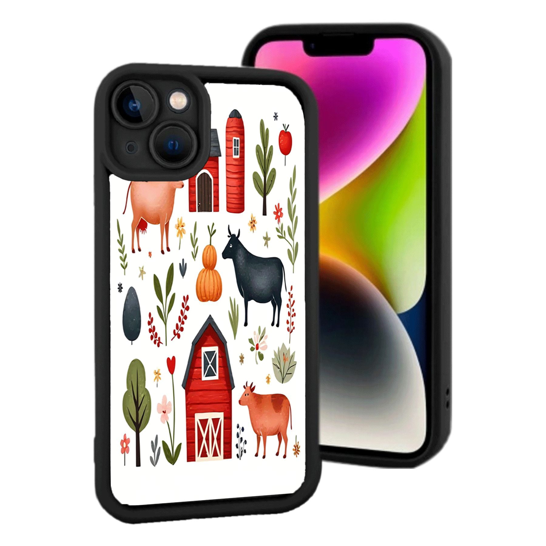 iPhone 15 Yellowing Resistant Lightweight Case - Whimsical Farm Scene ...