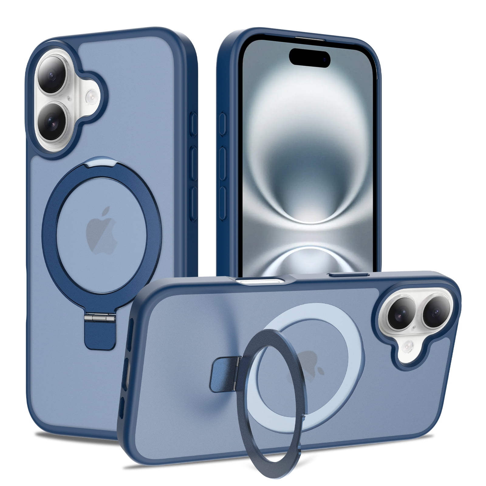 for iPhone 16 Case, TPU + PC, Ultra Slim Semi-Transparent Cover with ...