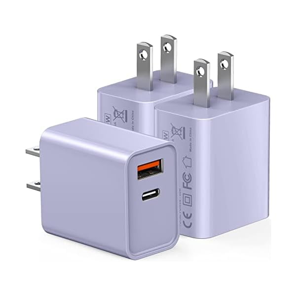 3 Pieces USB C Wall Charger for iPhone 16/15/14/13 Pro Max Plus Cube ...