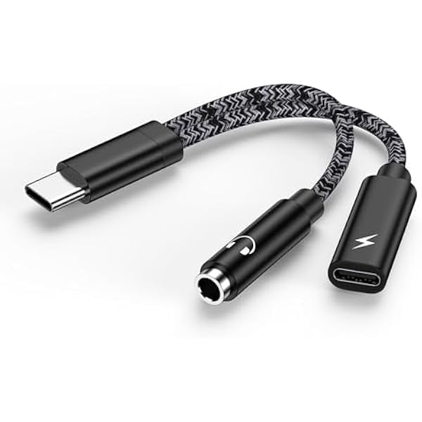 iPhone 16 Headphone Adapter, 2-in-1 USB C to 3.5mm Audio Aux Jack with ...