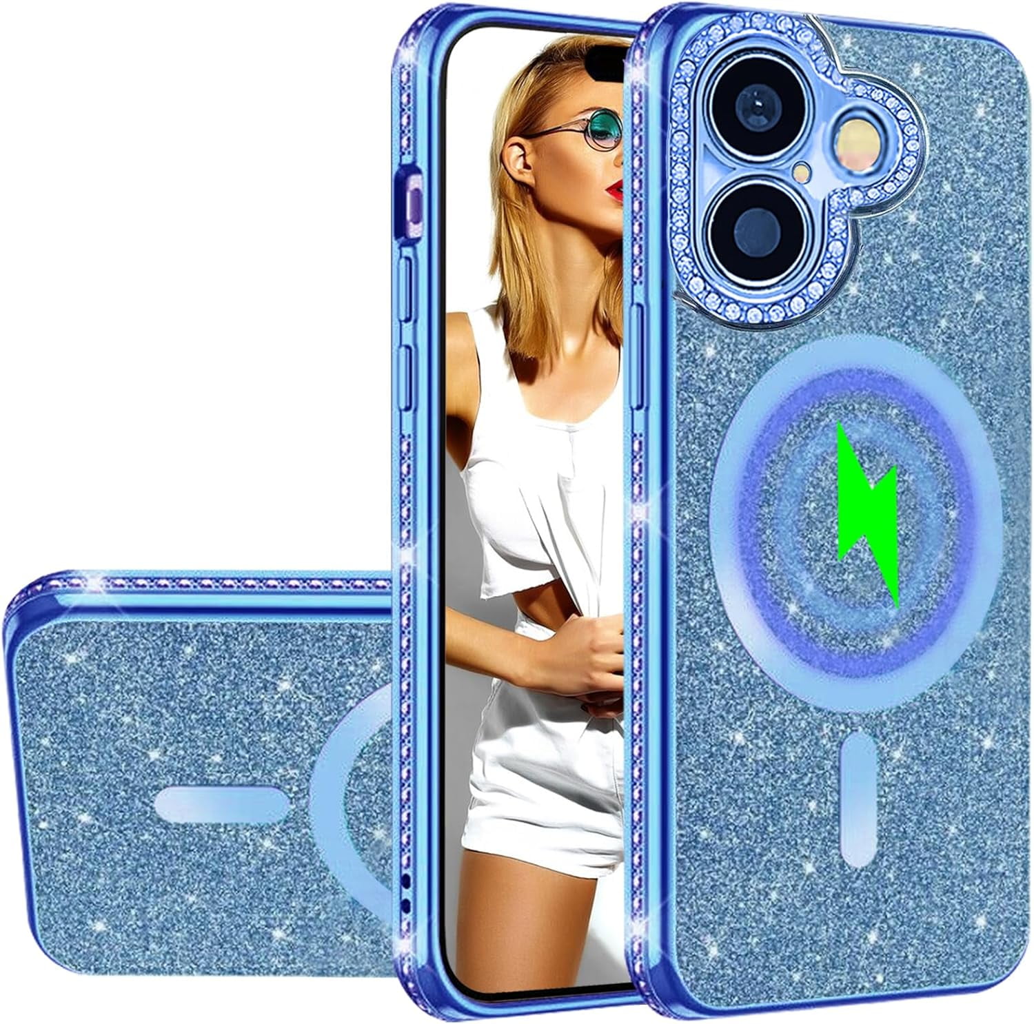 for iPhone 16 Plus Bling Crystal Diamonds Rhinestone Bumper Cover ...