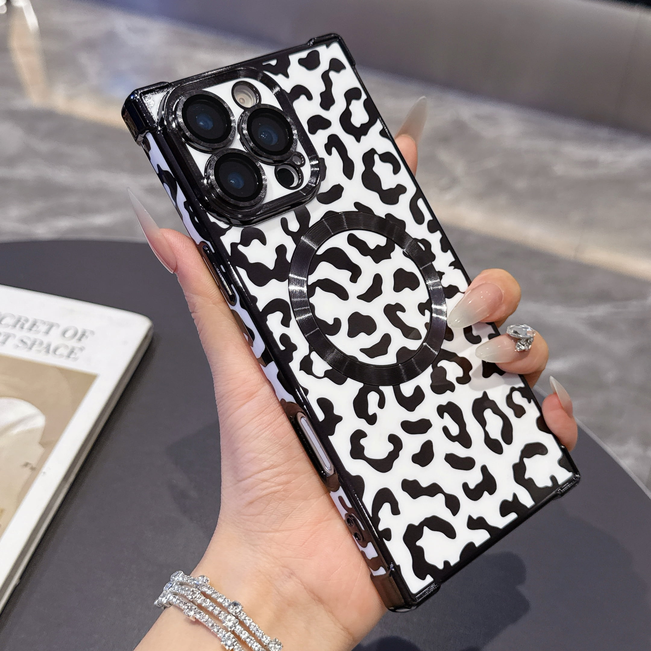 For iPhone 16 Plus Case,Compatible with MagSafe Cute Luxury Leopard ...