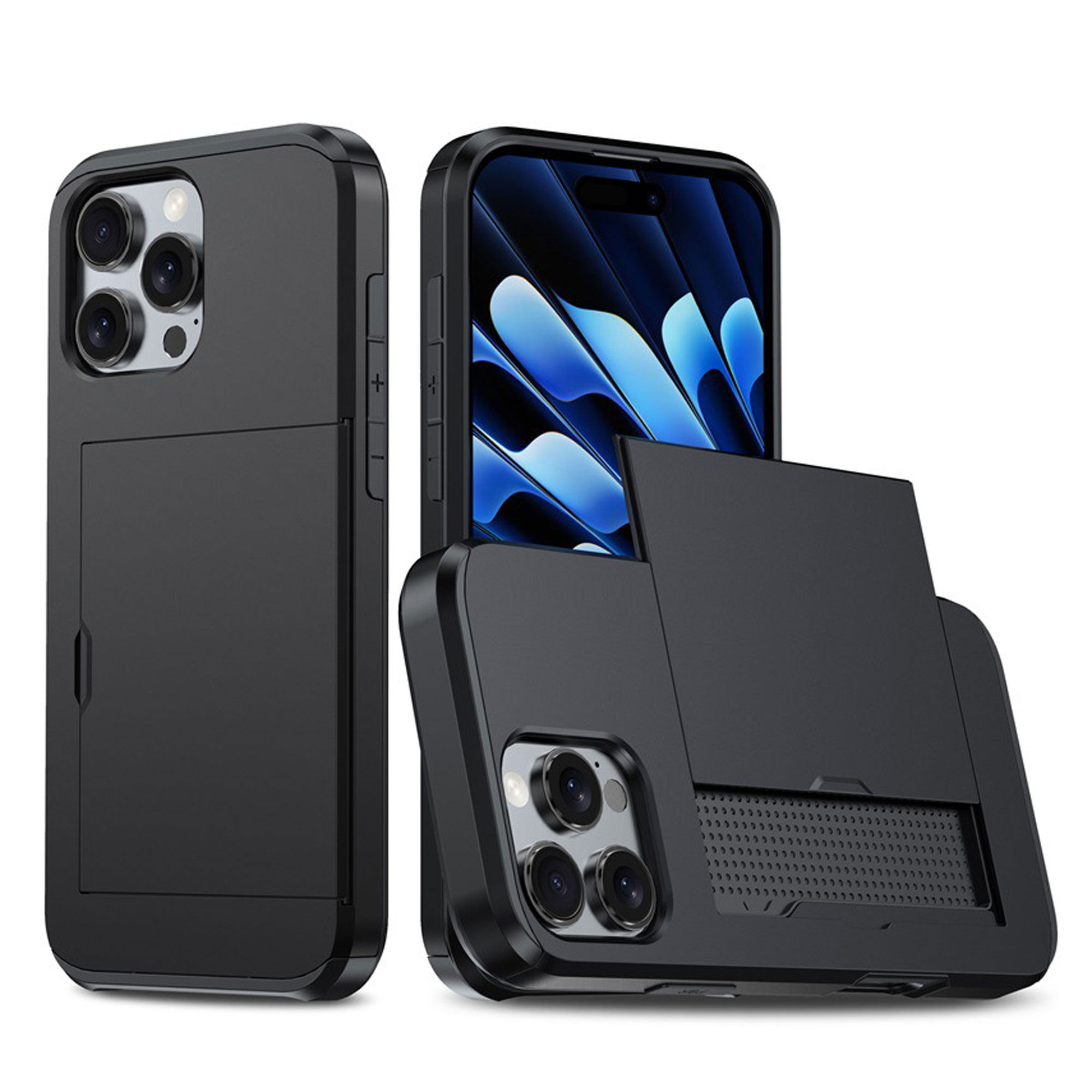 iPhone 16 Pro Card Holder Case, Dual Layer Wallet Phone Cover Design ...