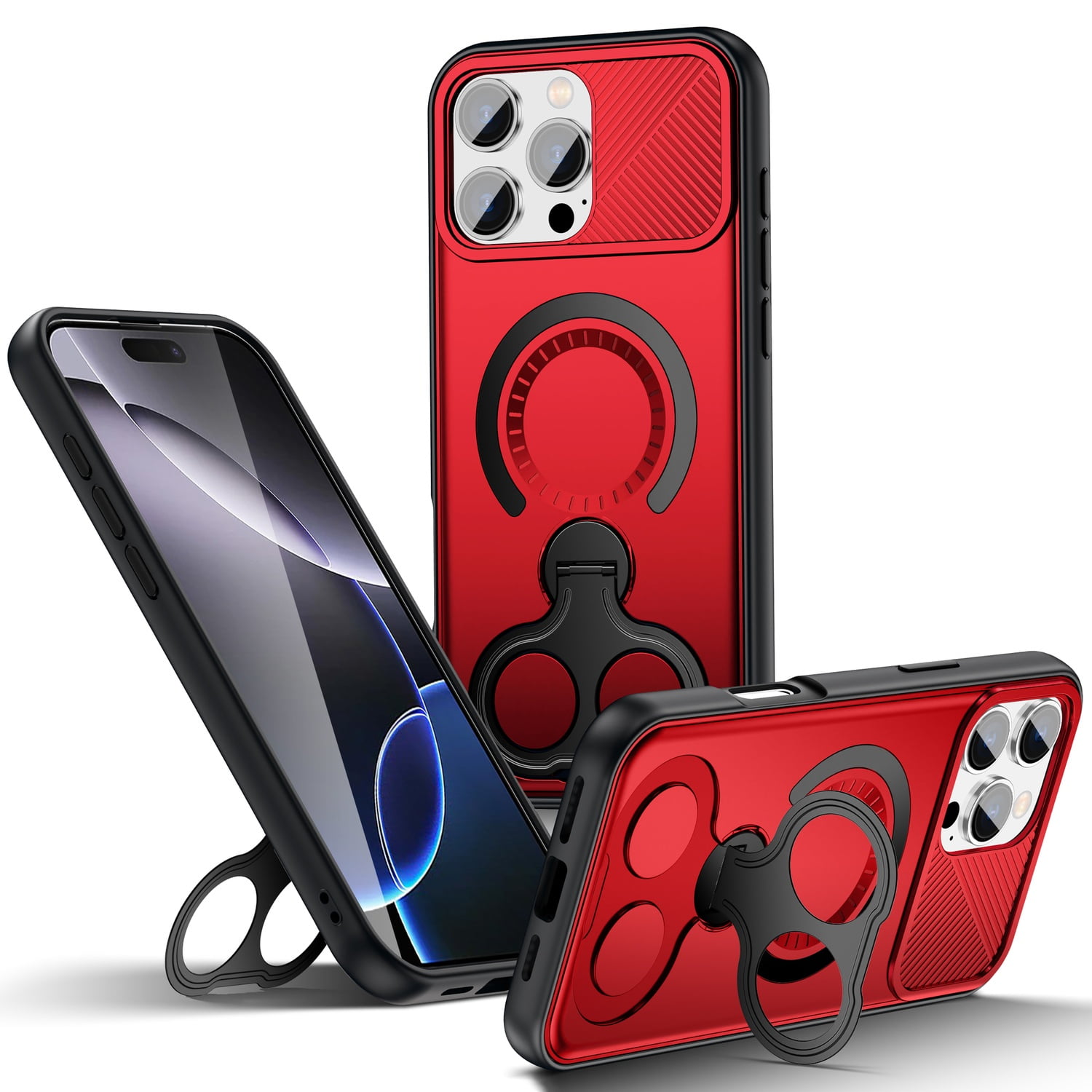 for iPhone 16 Pro Case, 360 Rotating Ring Holder Magnetic Kickstand ...