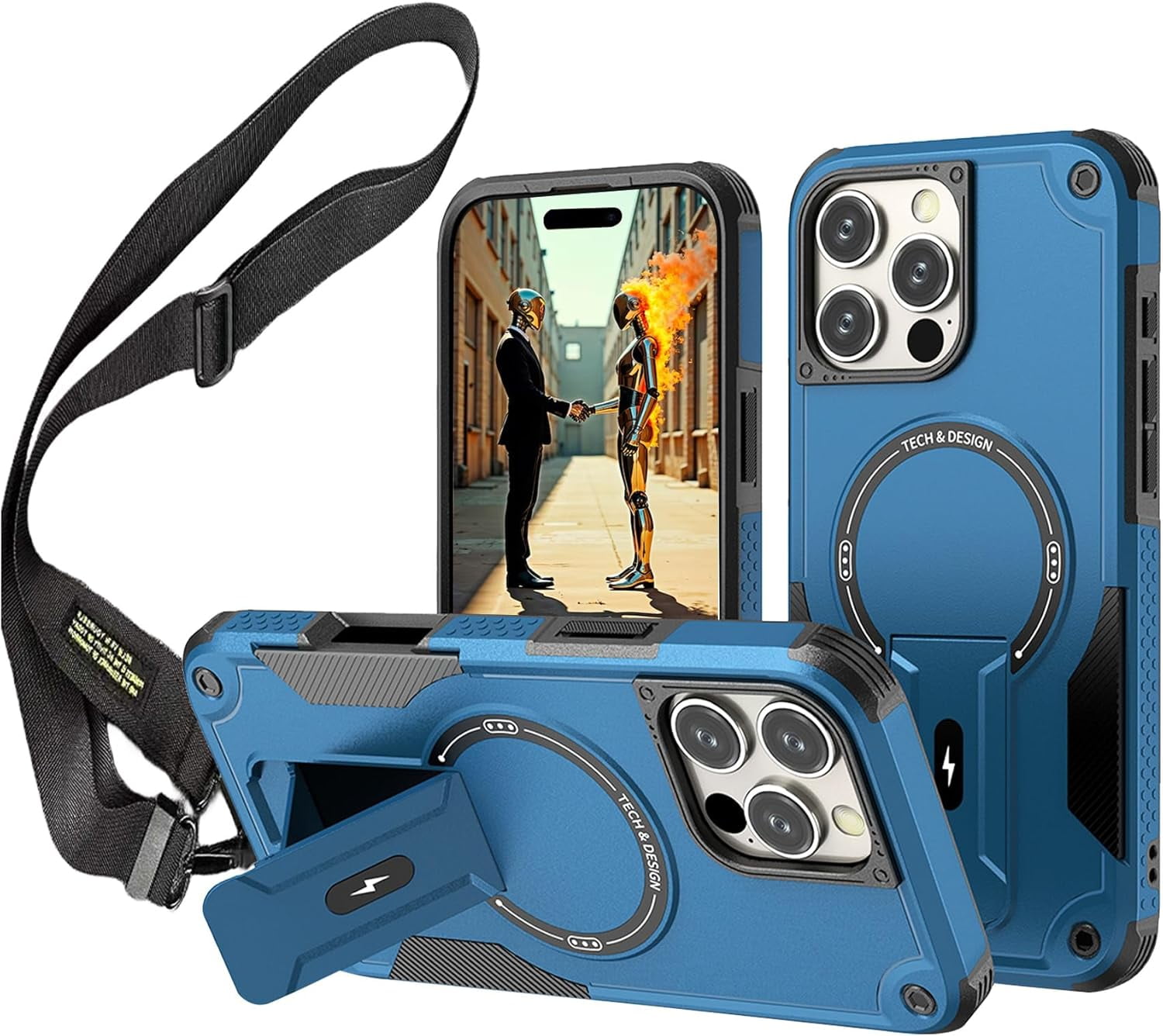 for iPhone 16 Pro Case with [Adjustable Shoulder Lanyard Strap ...