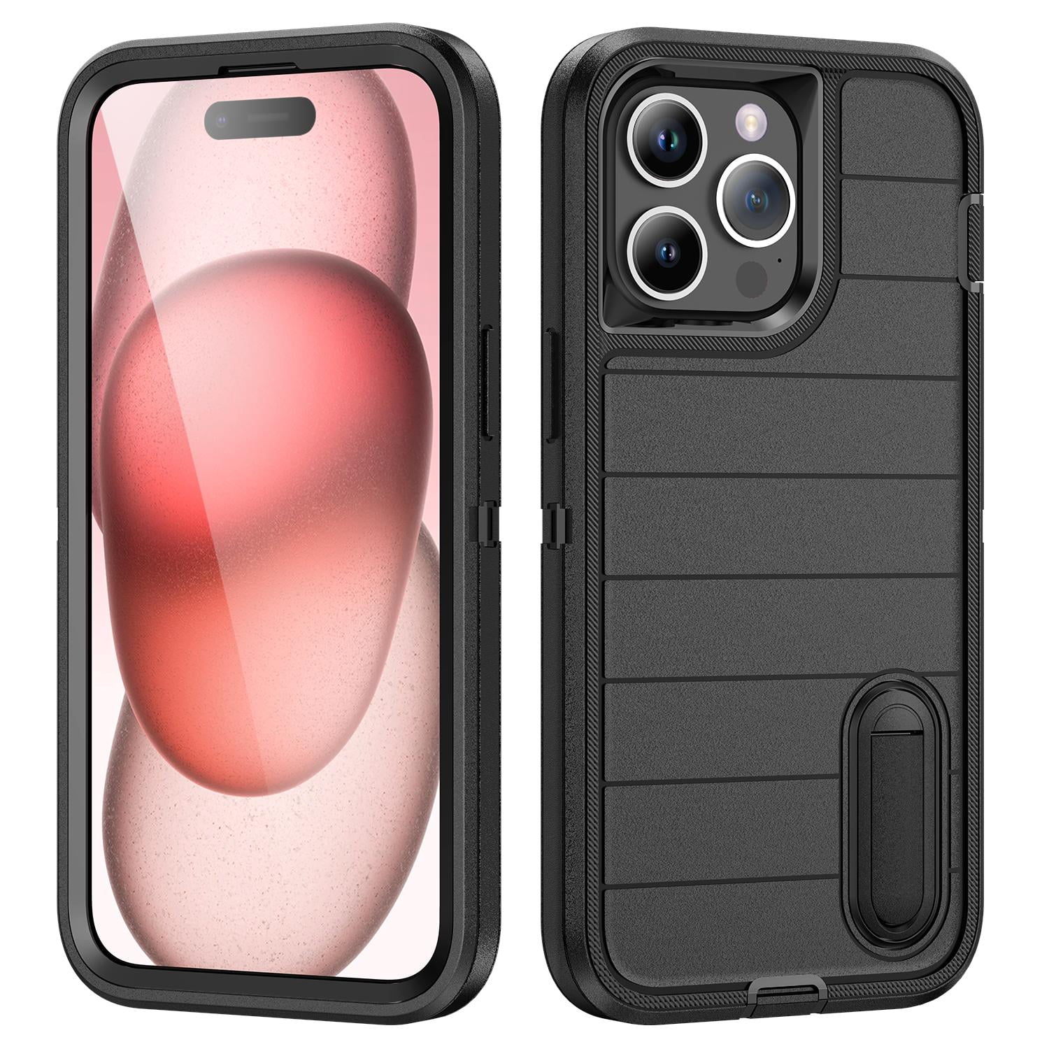 for iPhone 16 Pro Case with Built in Kickstand Heavy Duty 3-Layer ...
