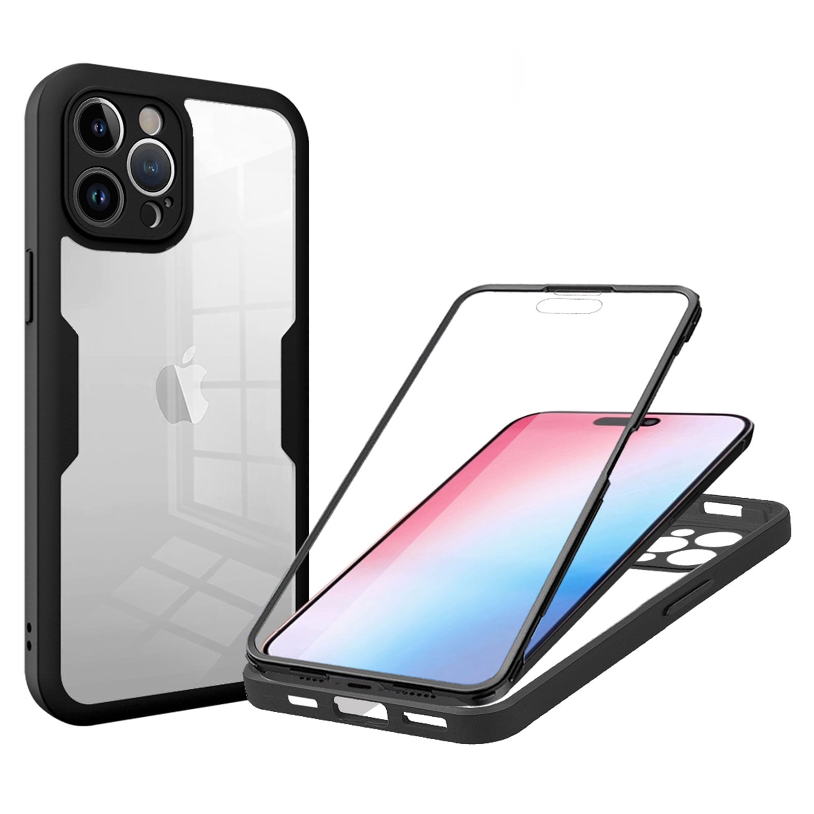 for iPhone 16 Pro Case with Built-in Screen Protector, Clear Shockproof ...